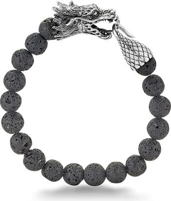 SAMUEL B. Men's 18K Gold & Sterling Silver Dragon Head Lava Stone ...