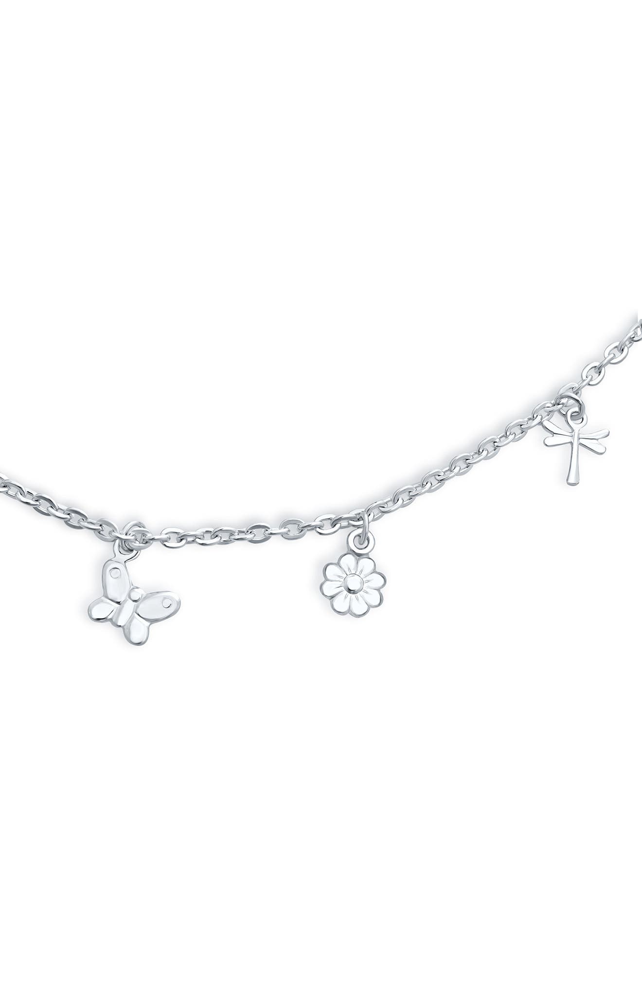 BLING JEWELRY Sterling Silver Butterfly & Dragonfly Anklet | Nordstromrack
