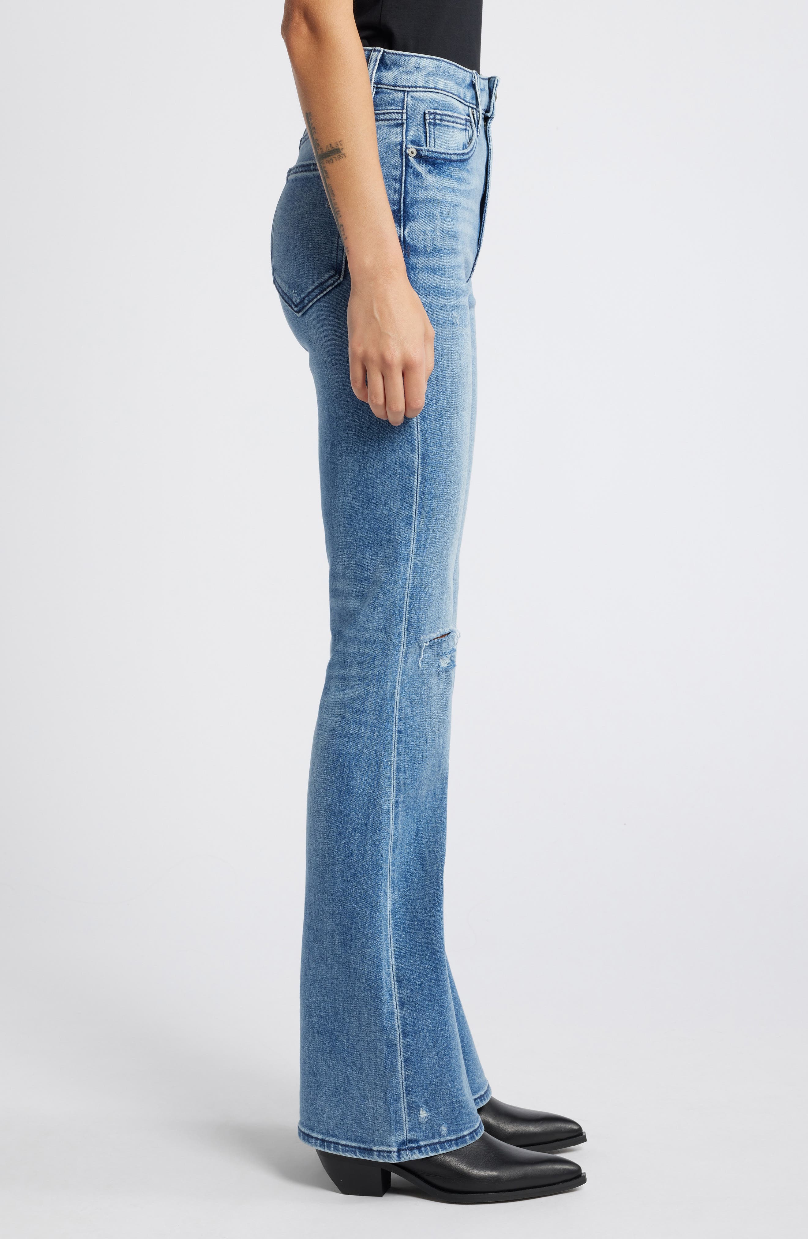 HIDDEN JEANS Ripped High Waist Flare Jeans | Nordstrom