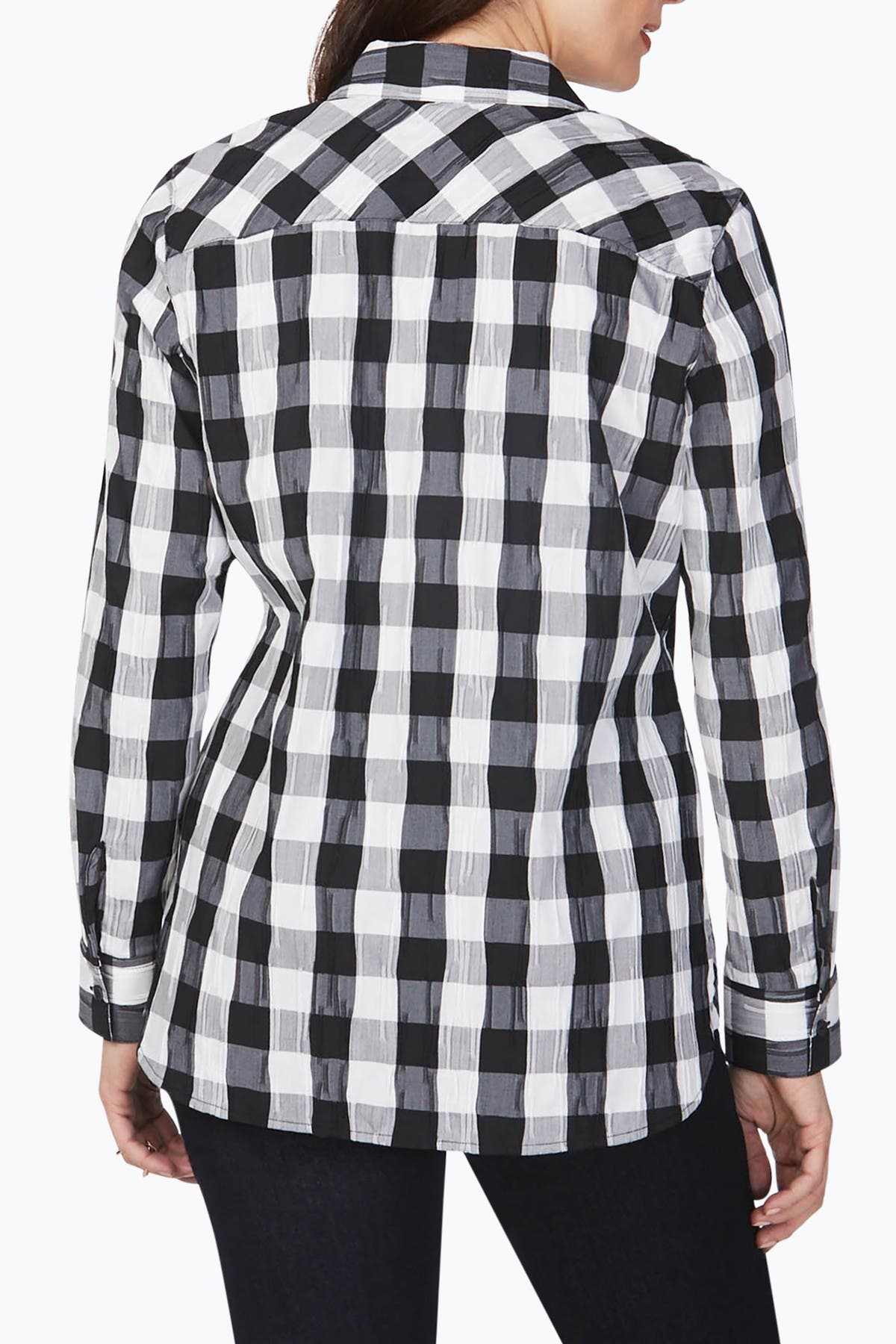 Foxcroft Germaine Crinkle Buffalo Plaid Print Shirt | Nordstromrack