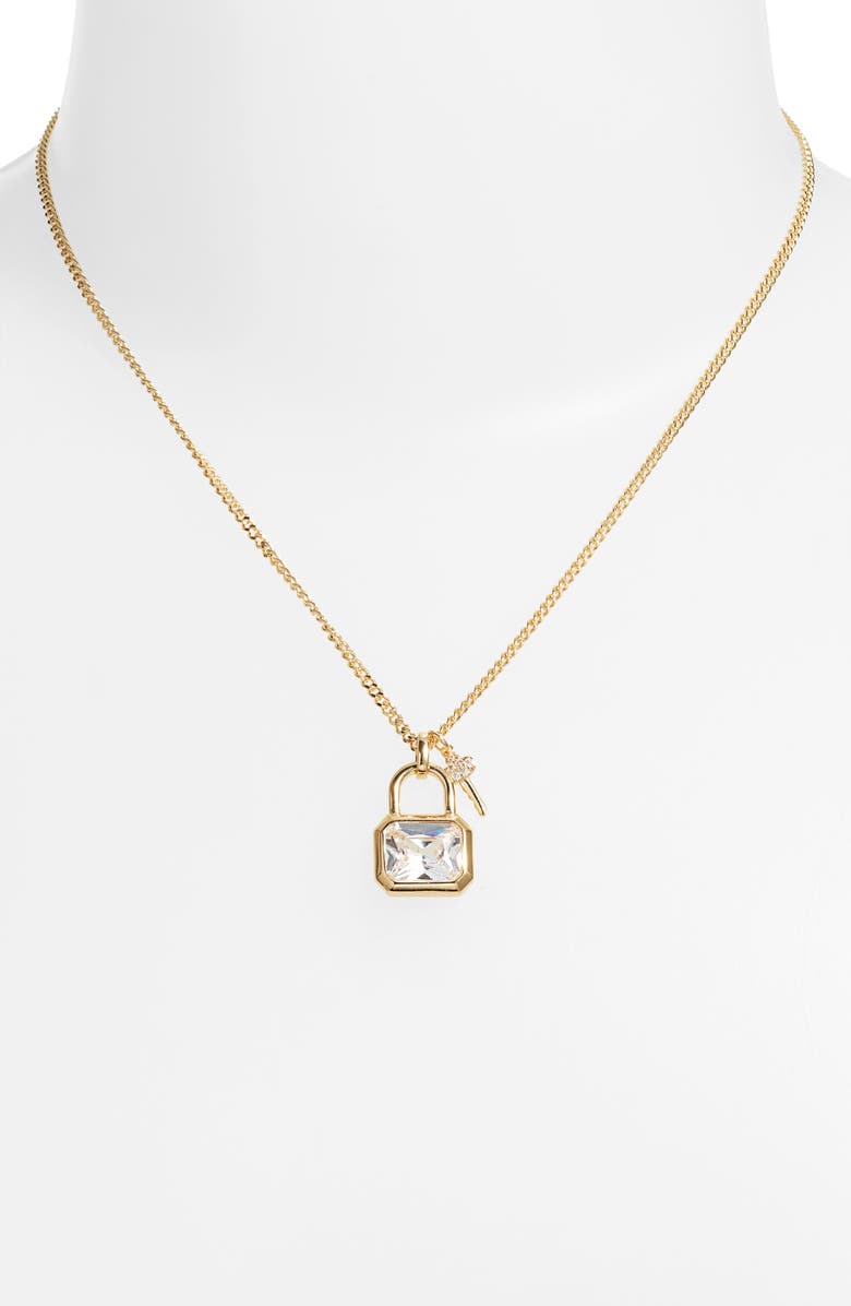 Nordstrom Lock & Key Cubic Zirconia Pendant Chain Necklace | Nordstrom