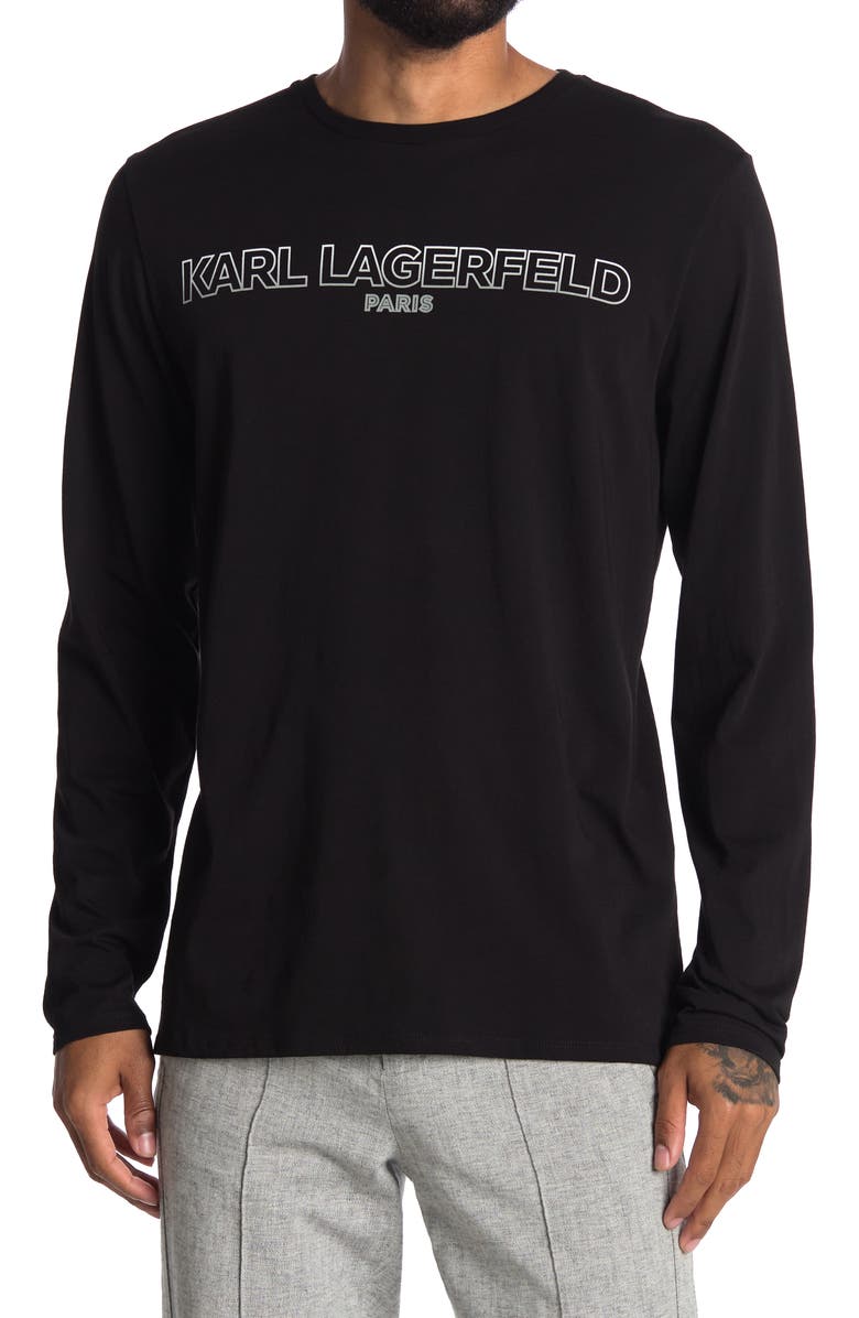KARL LAGERFELD PARIS Outline Logo Long Sleeve T-Shirt | Nordstromrack