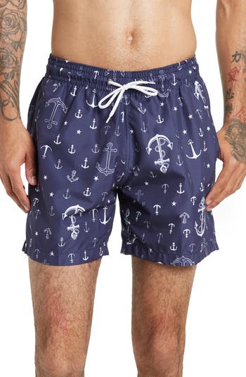 Trunks Surf & Swim Co. Sano Anchor Printed Swim Trunks | Nordstromrack