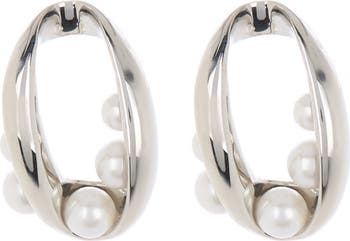 Carolee Designs Twisted Oval Imitation Pearl Embellished Stud Earrings ...