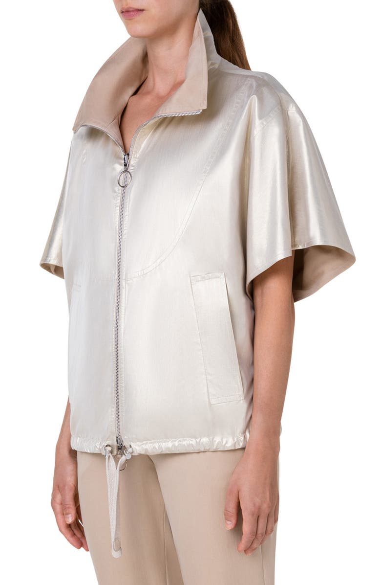Akris punto Reversible Metallic Short Sleeve Jacket | Nordstromrack