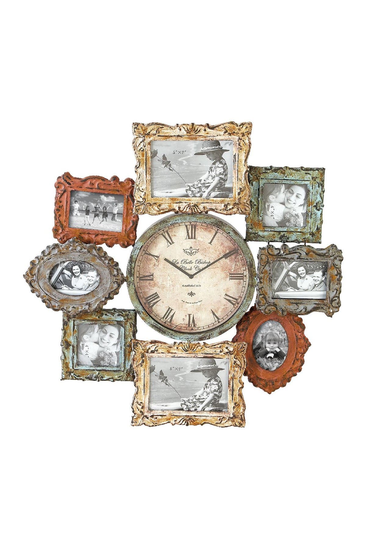 WILLOW ROW Green Metal 8-Photo Opening Wall Clock | Nordstromrack