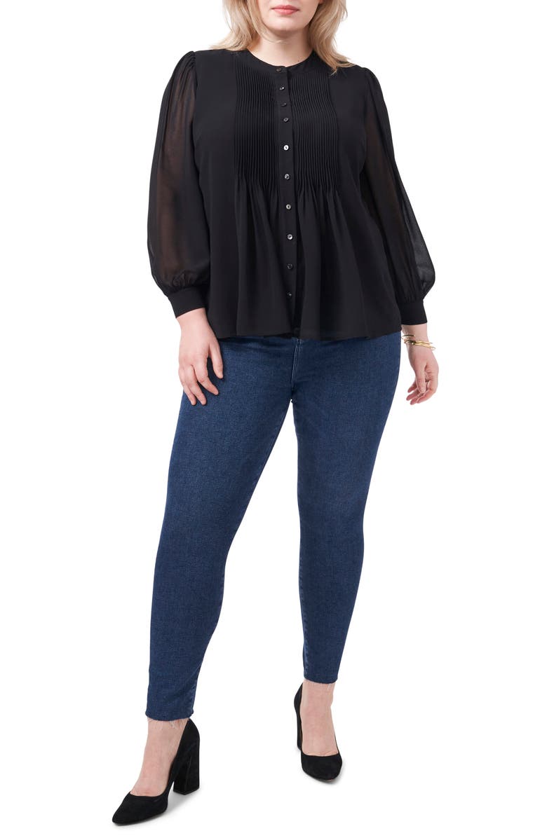 1.STATE Pintuck Yoke Button Front Blouse | Nordstromrack