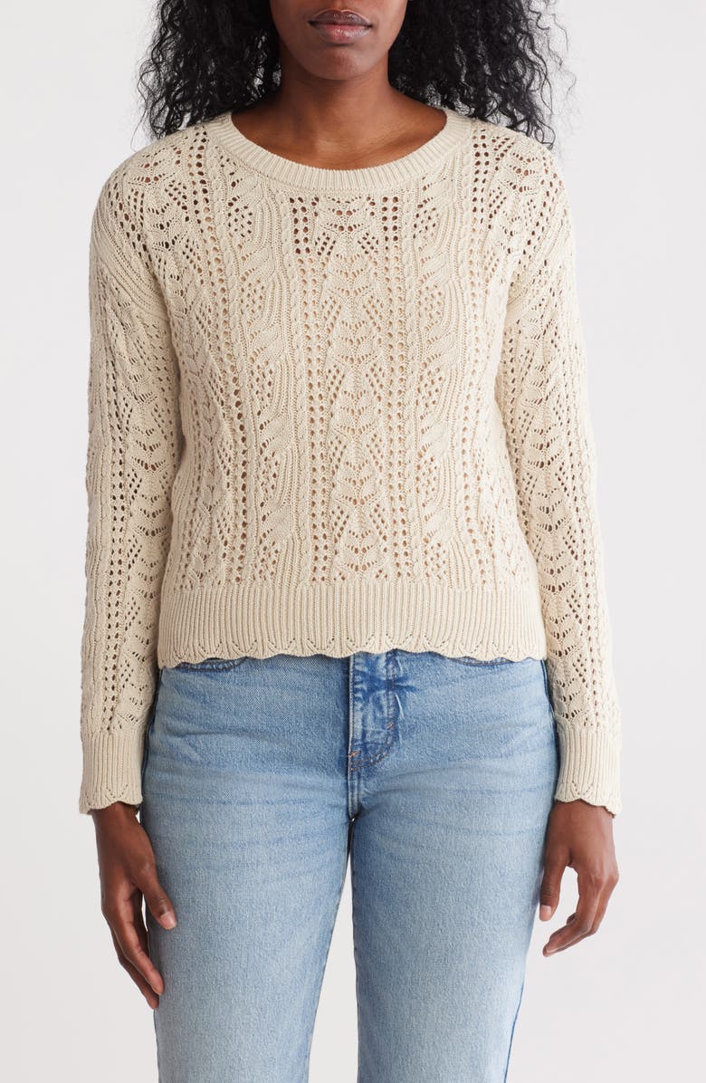 Lucky Brand Pointelle Cotton Sweater | Nordstromrack