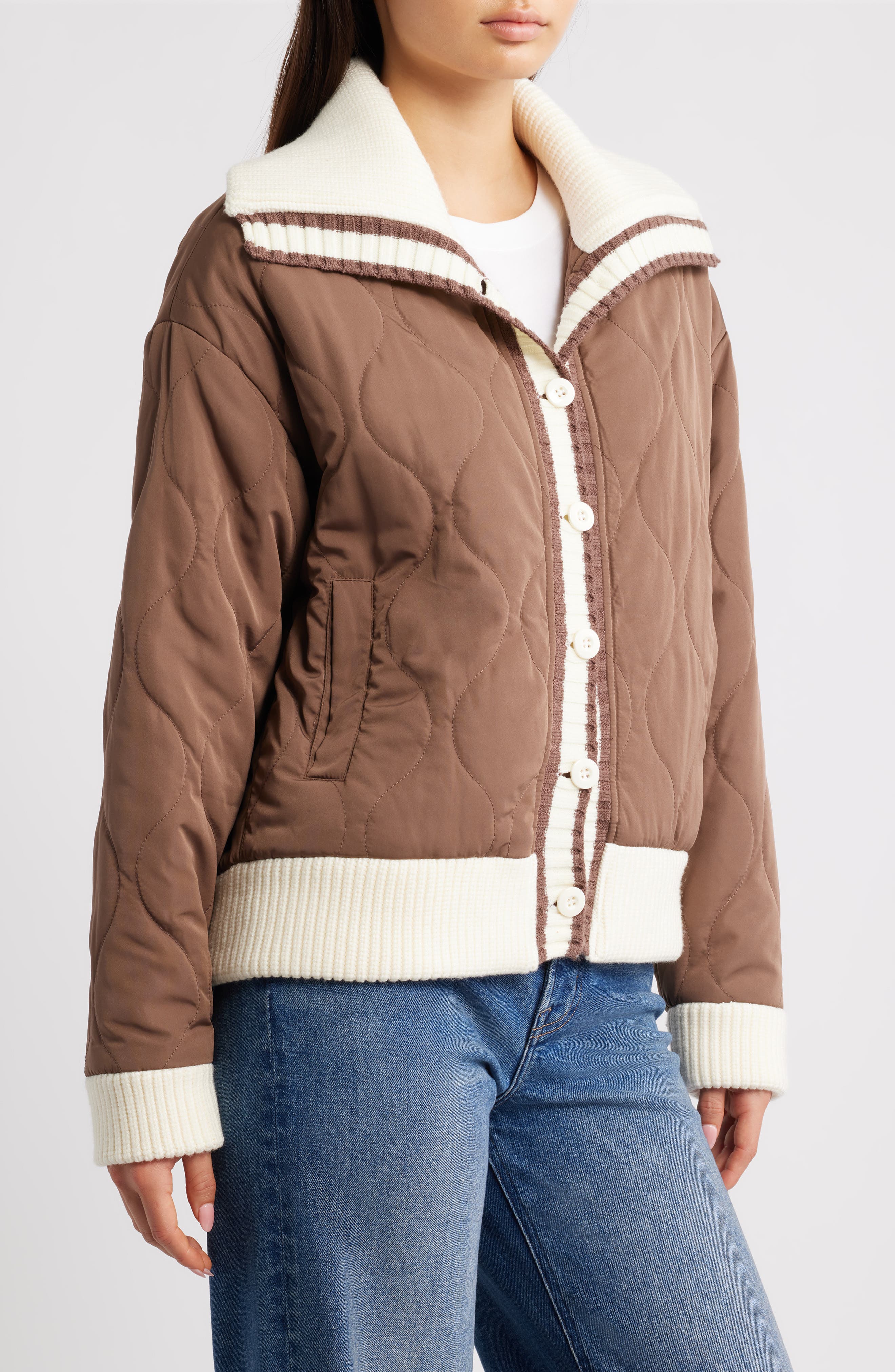 Thread & Supply Knit Collar Quilted Jacket | Nordstrom