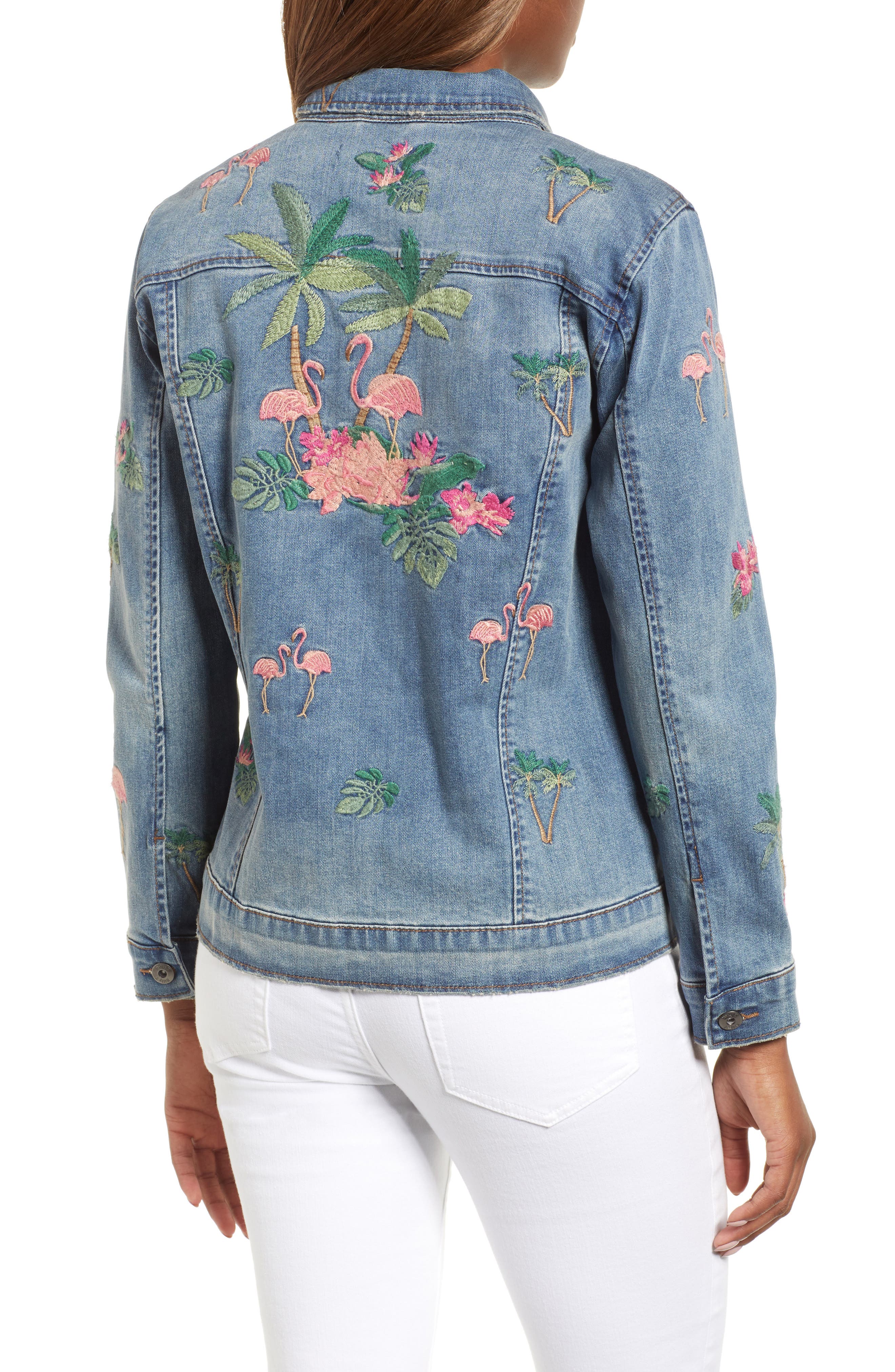 Billy T Flamingo Embroidered Denim Jacket | Nordstrom