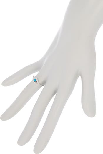 14K Yellow Gold Plated Turquoise Swarovski Crystal Accented Evil Eye Ring