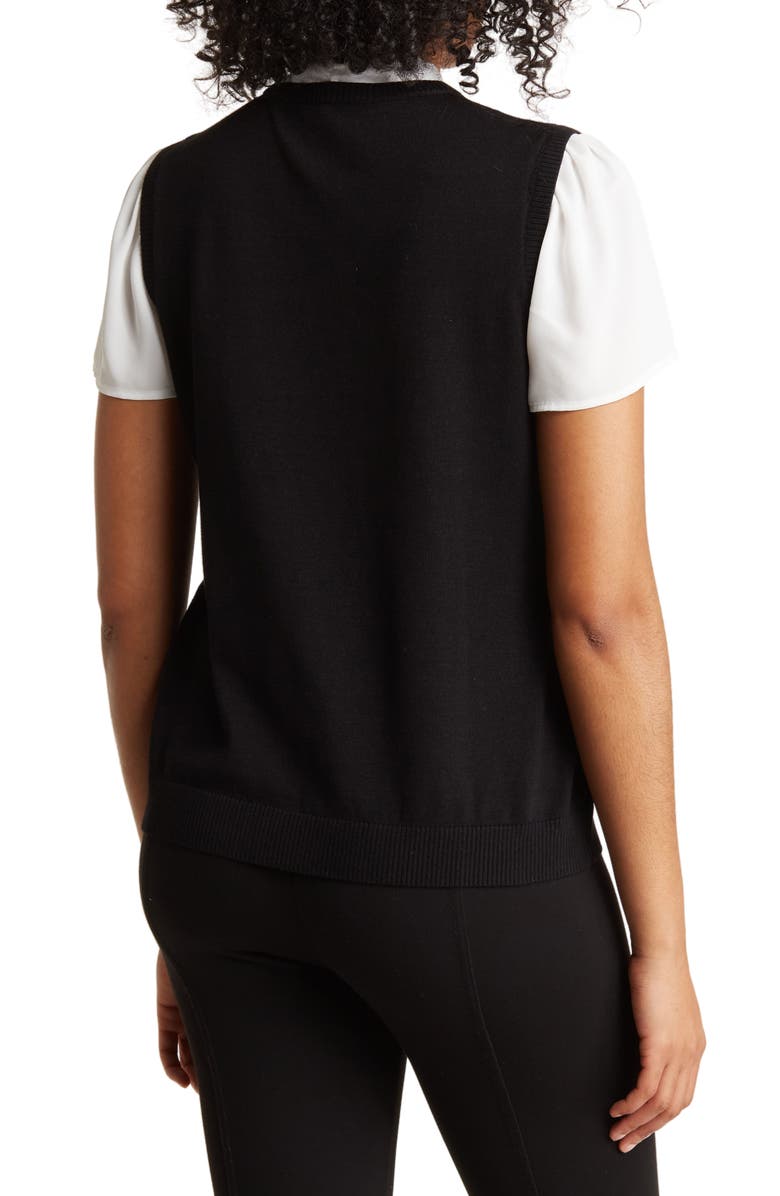 Adrianna Papell Tie Neck Colorblock Sweater Vest Top | Nordstromrack