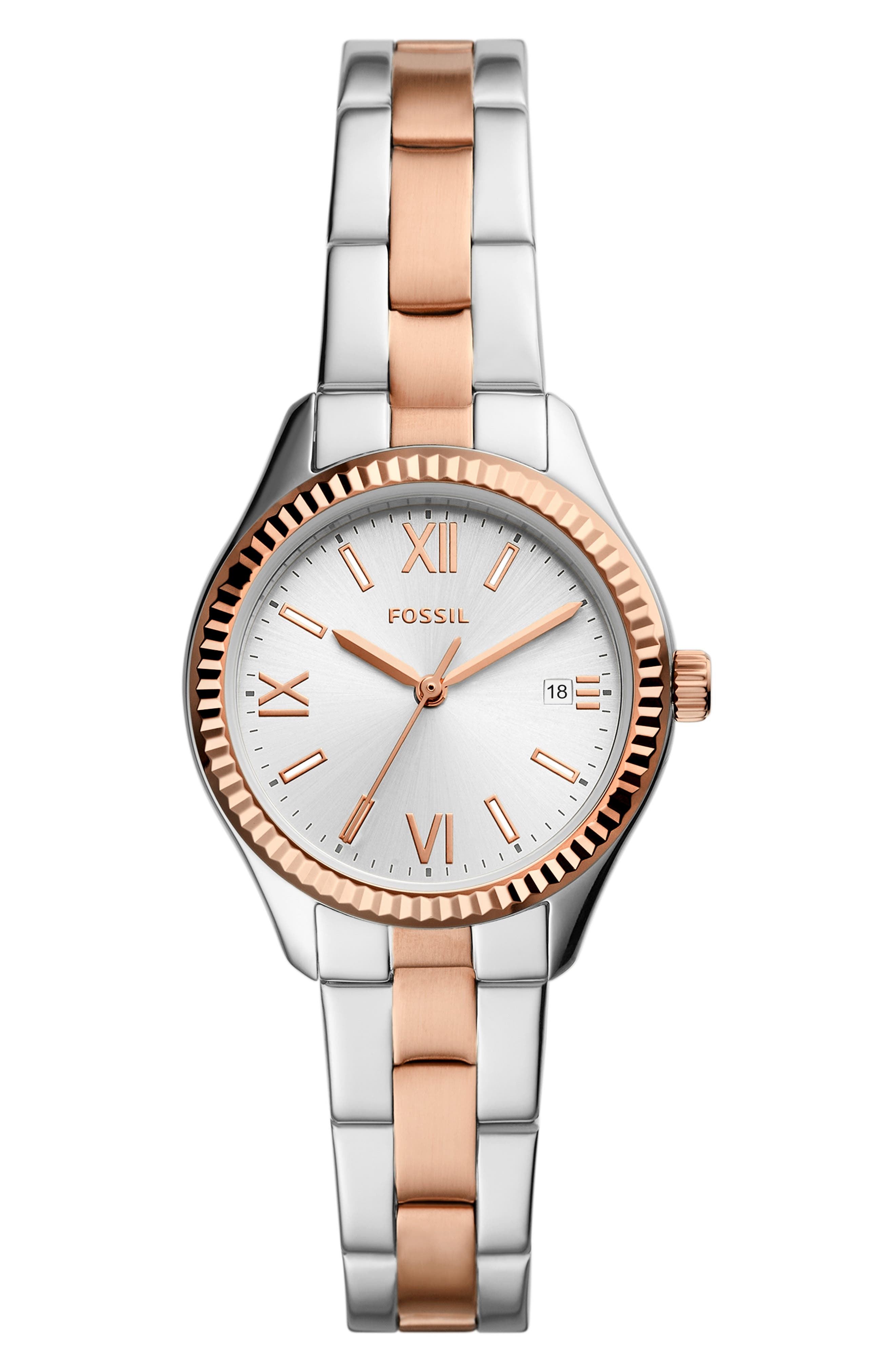 Fossil Two-Tone Stainless Steel Quartz Bracelet Watch, 30mm | Nordstromrack