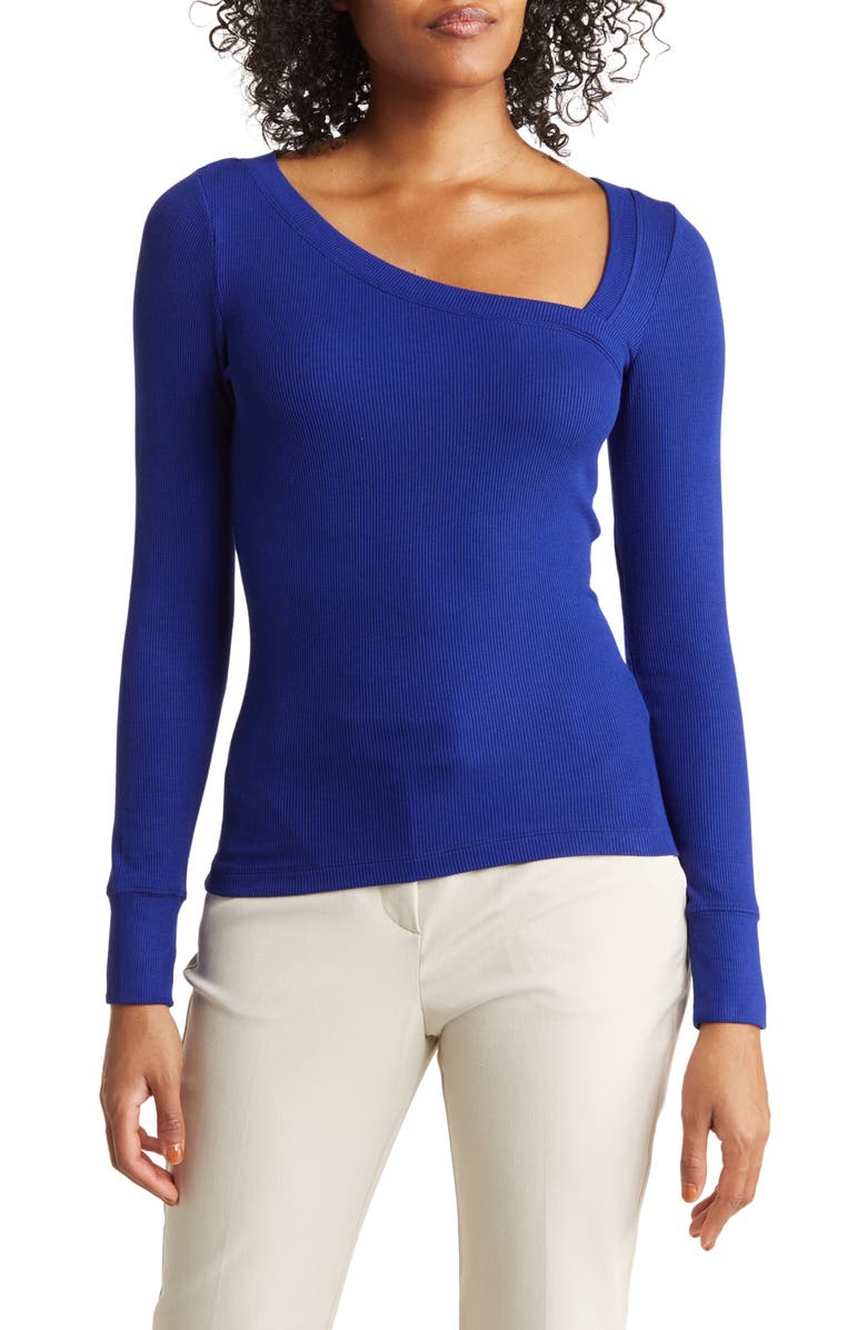 Reiss Carly Asymmetrical Long Sleeve Knit Top | Nordstromrack