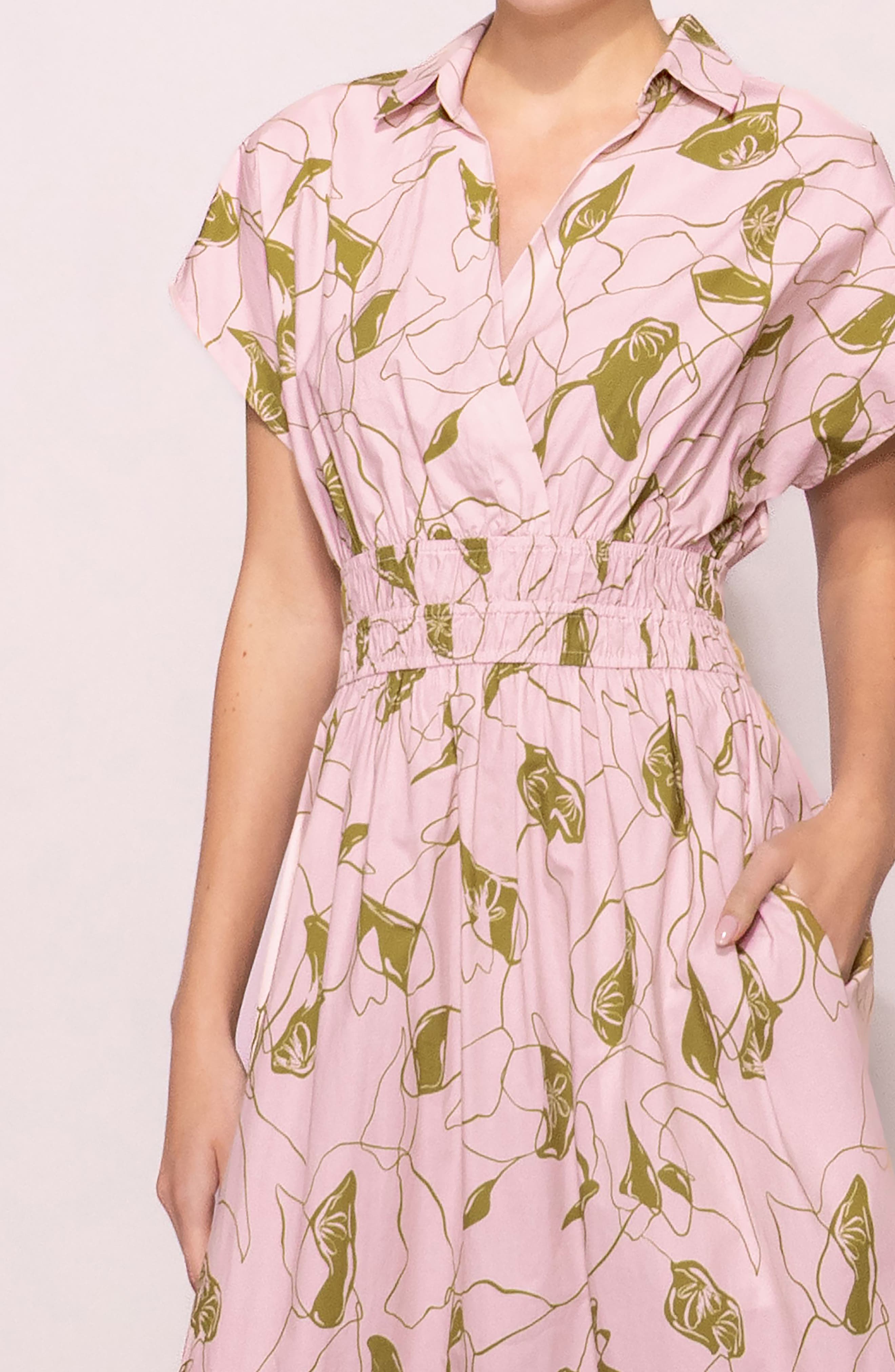 MELLODAY Short Sleeve Poplin Tiered Midi Dress | Nordstromrack