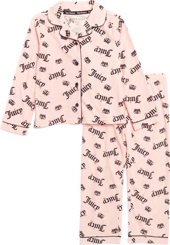Juicy Couture Kids' Two-Piece Notched Collar Velour Pajamas | Nordstromrack
