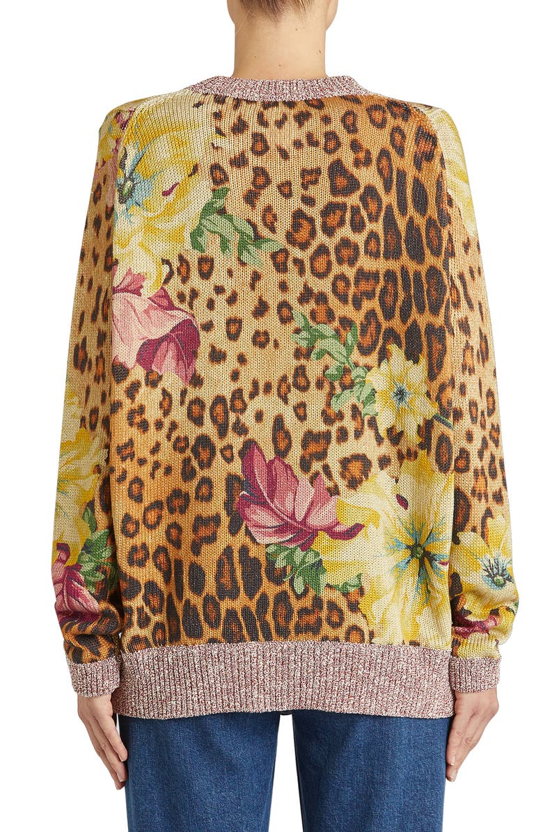 Etro Riverside Floral & Leopard Print Linen & Silk Sweater | Nordstrom