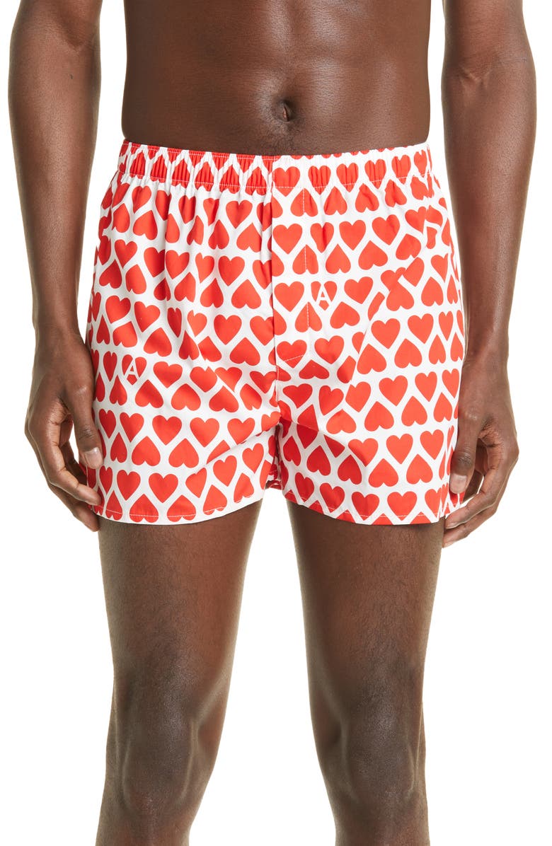 AMI PARIS Heart Print Organic Cotton Poplin Boxers | Nordstrom