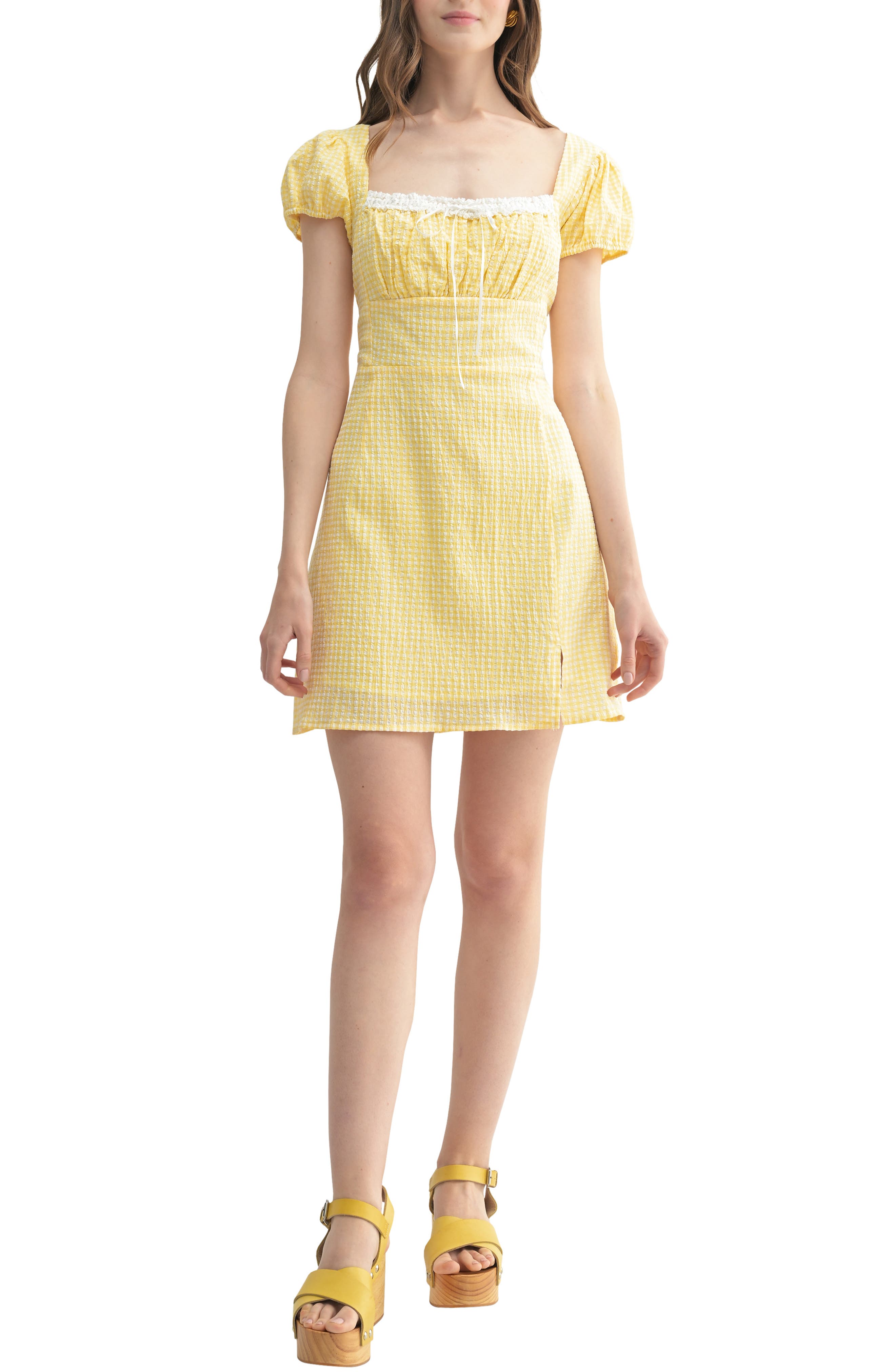 Lush Puff Sleeve Gingham Minidress | Nordstromrack