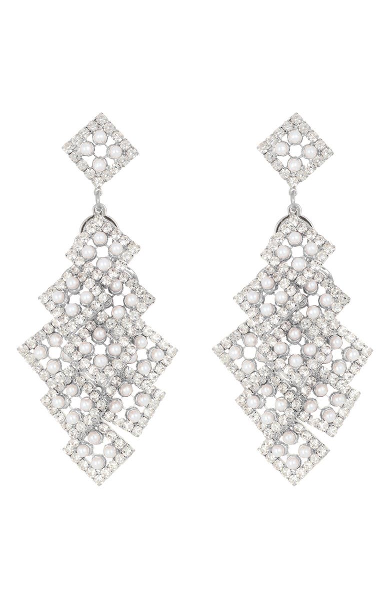 Tasha Crystal & Imitation Pearl Square Cascading Drop Earrings ...