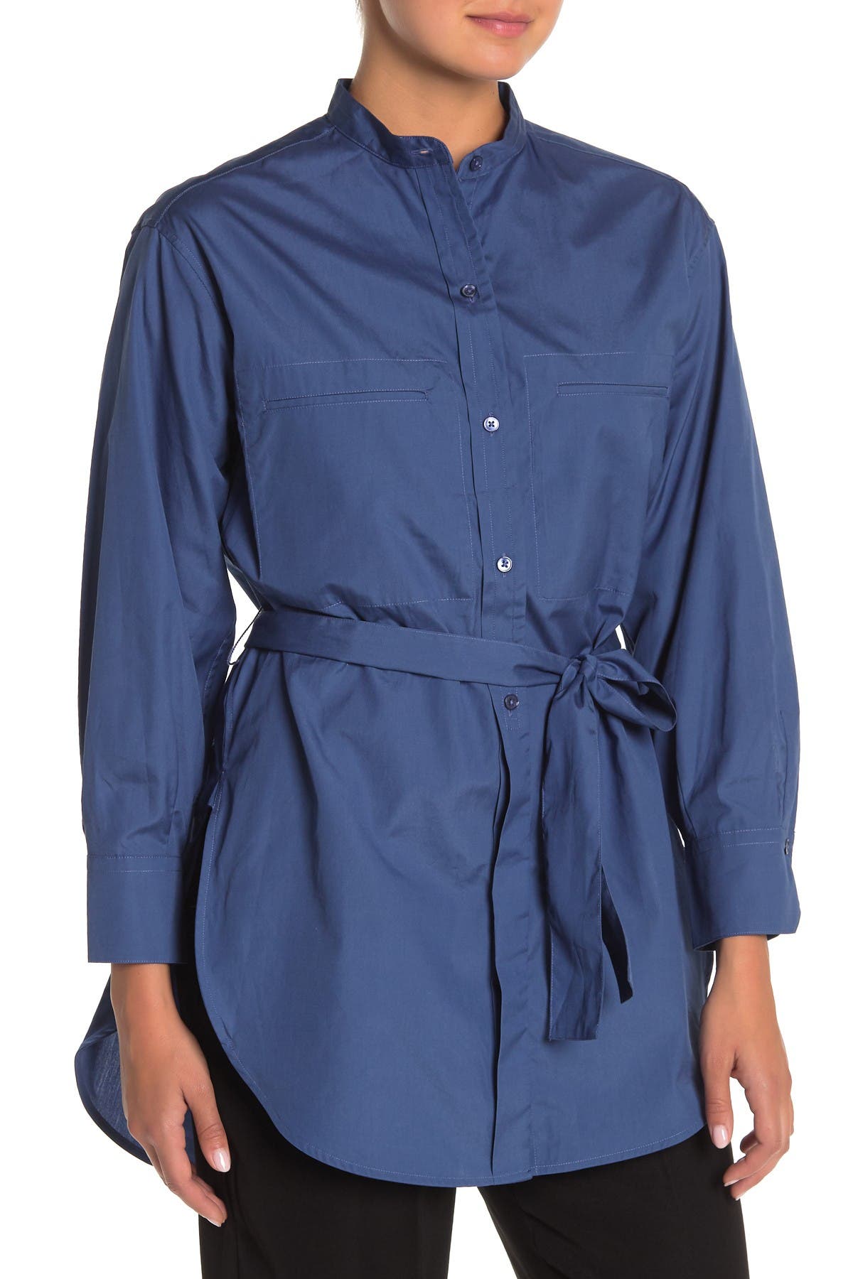 Mandarin Collar Belted High/Low Tunic (Women) | Nordstromrack