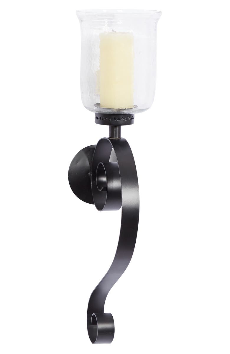 WILLOW ROW Black Metal Handmade Pillar Scroll Wall Sconce | Nordstromrack
