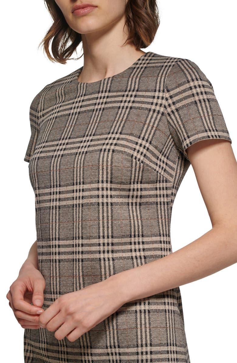 Calvin Klein Plaid Short Sleeve Ponte Sheath Dress | Nordstromrack