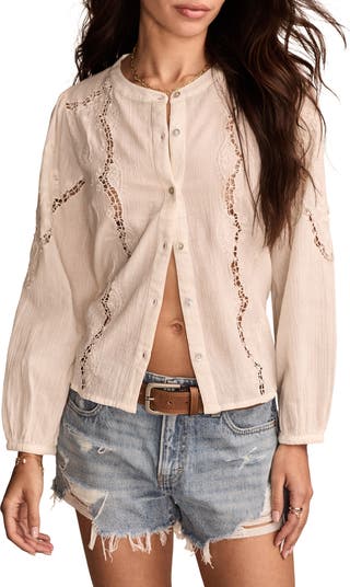Lucky Brand Embroidered Front Button Top | Nordstromrack