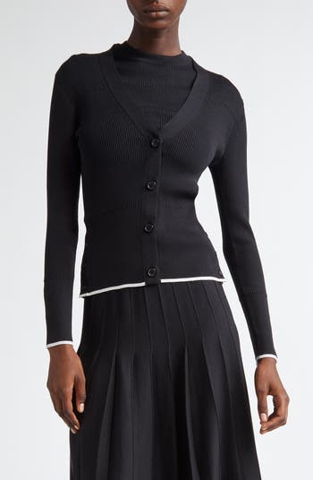 Thom Browne Virgin Wool & Silk Rib Cardigan | Nordstrom