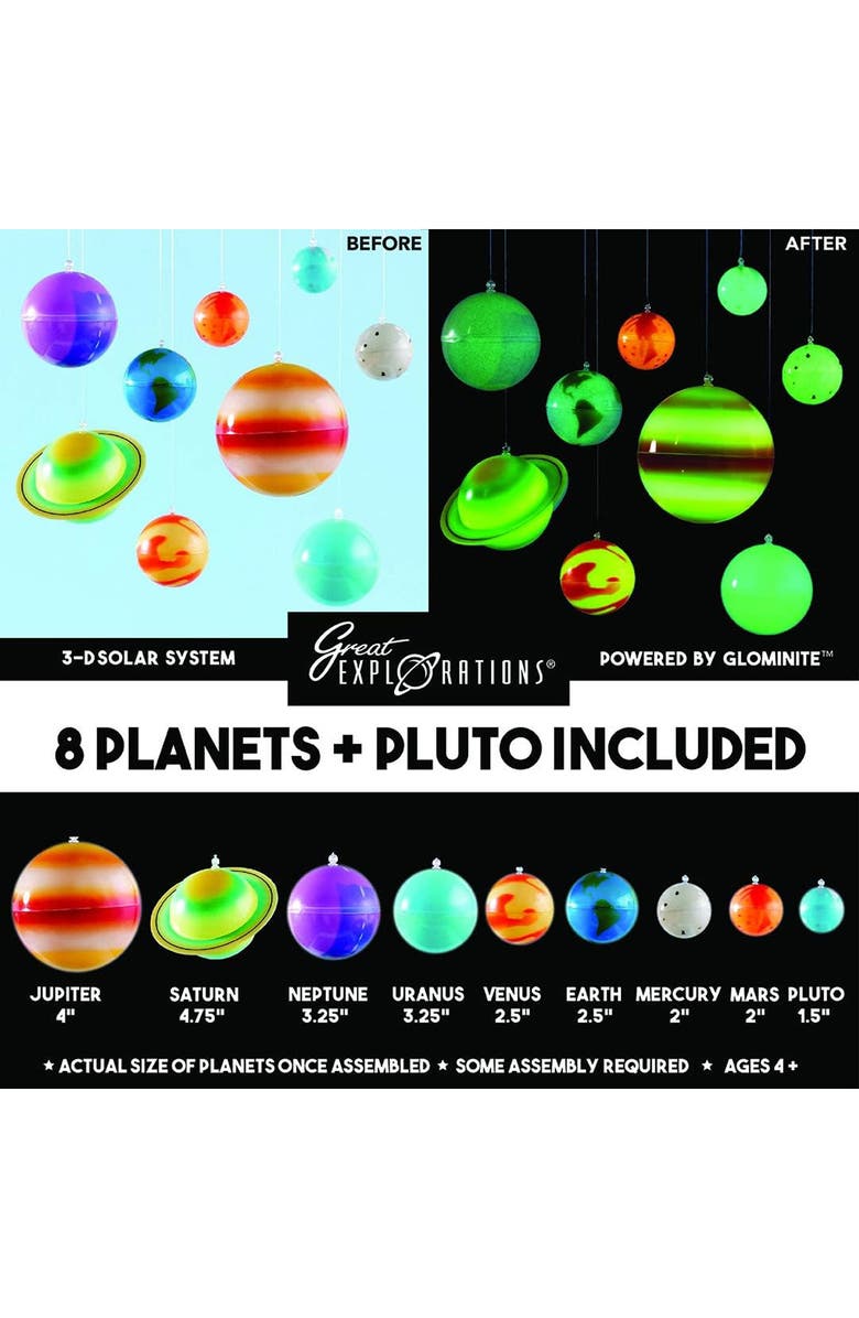 Great Explorations 3D Solar System Glow in the Dark Ceiling Hanging Kit ...