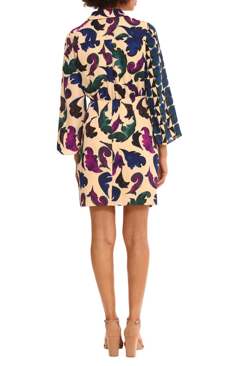 DONNA MORGAN FOR MAGGY Mixed Print Long Sleeve Wrap Minidress ...