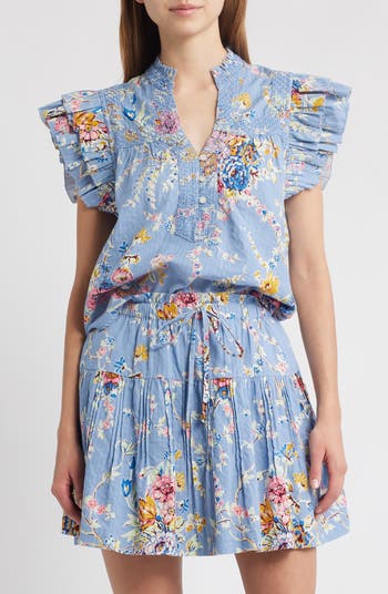 LOVE THE LABEL Sara Floral Cotton Top | Nordstrom