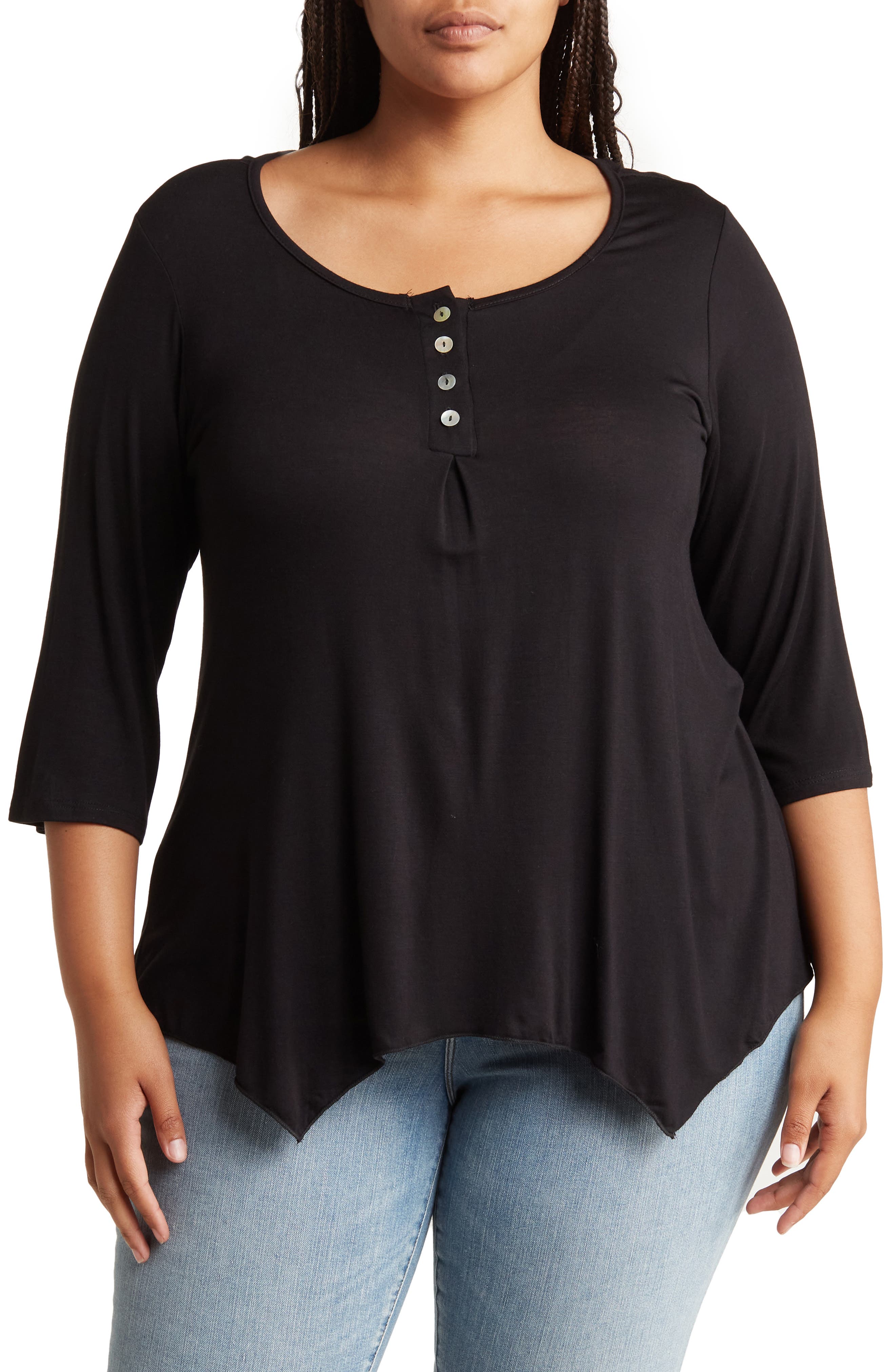 Forgotten Grace Long Sleeve Handkerchief Hem Tunic Top | Nordstromrack