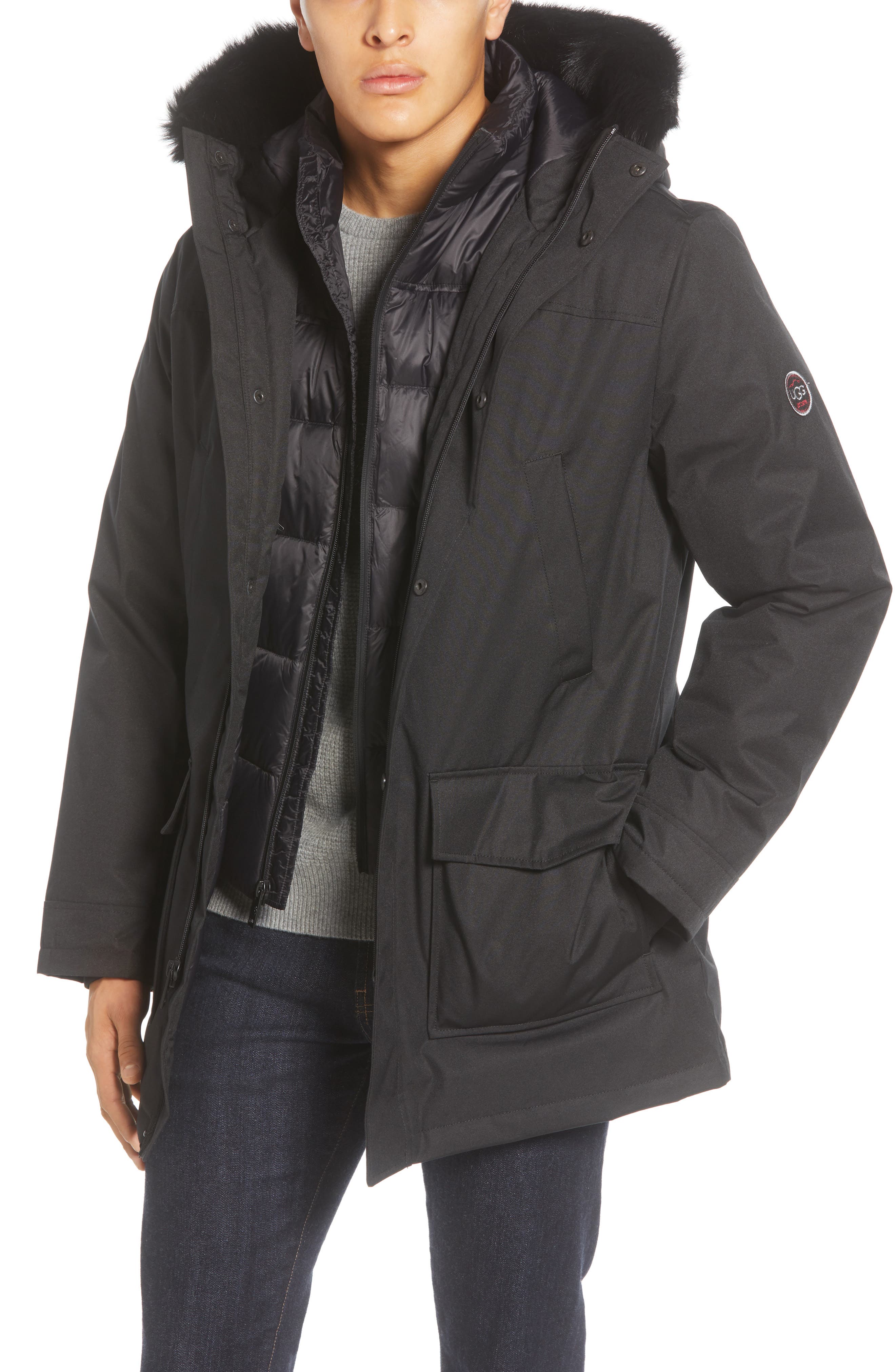 UGG® Butte 3-in-1 Down Parka with Genuine Shearling Trim | Nordstrom