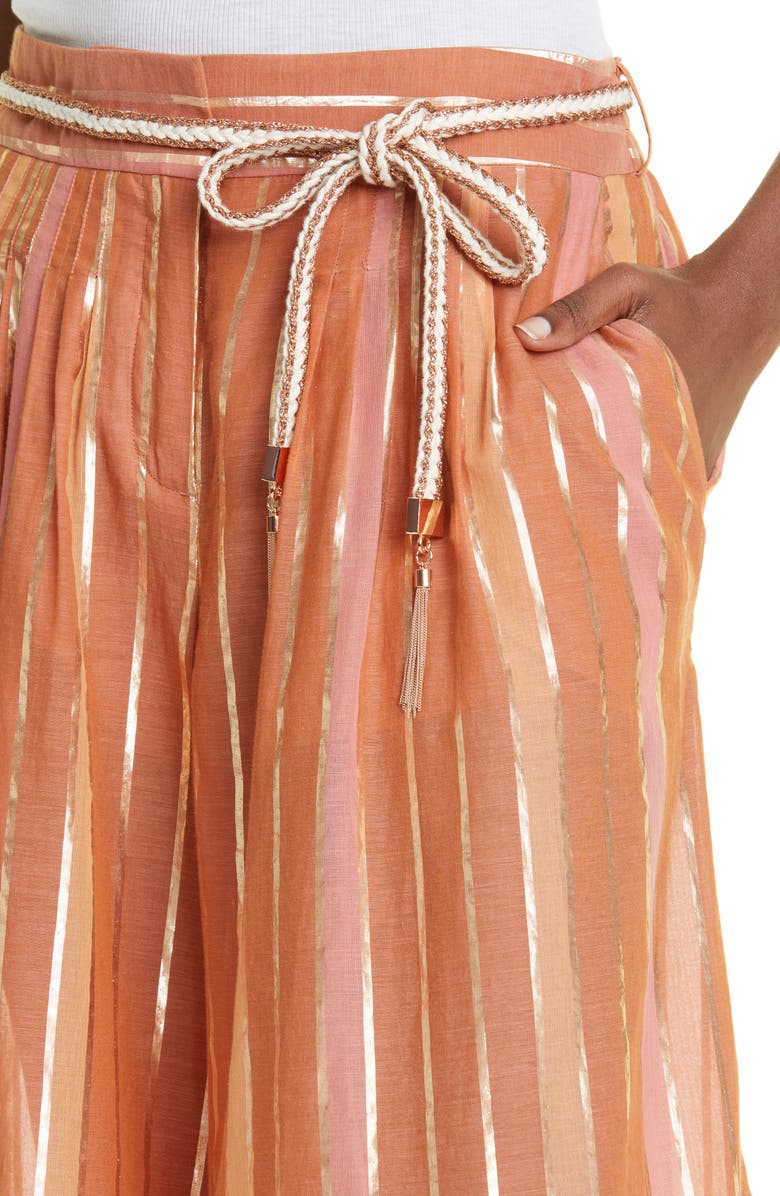 Zimmermann Devi Metallic Stripe Wide Leg Cover-Up Pants | Nordstromrack