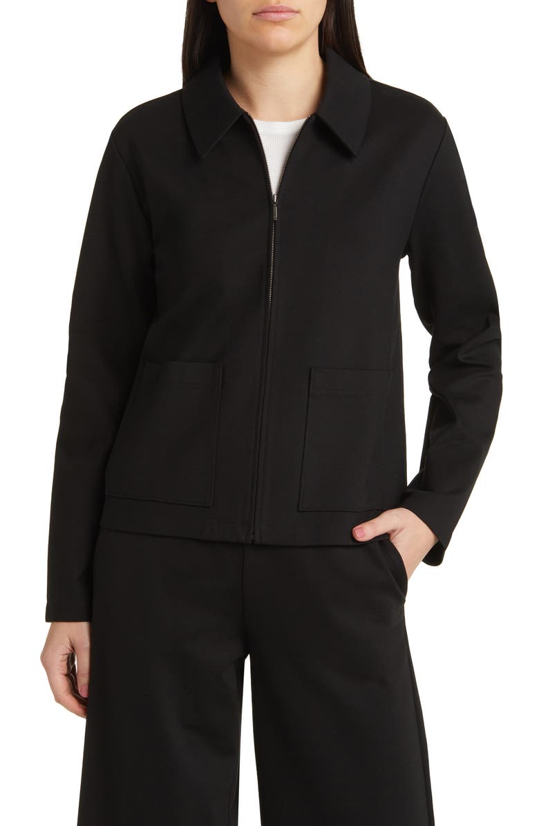 Eileen Fisher Classic Point Collar Zip-Up Ponte Jacket | Nordstromrack