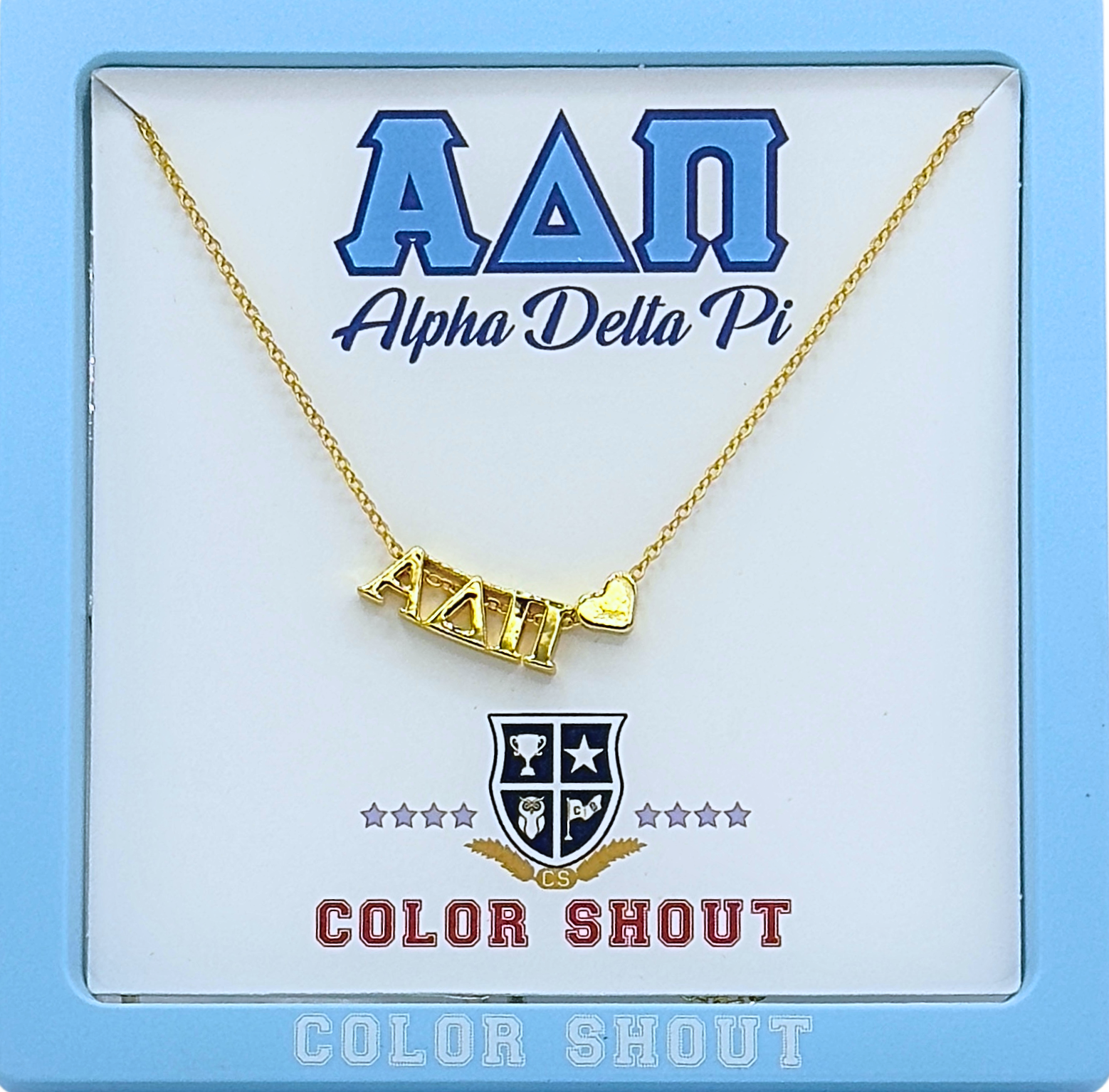 Color Shout Alpha Delta Pi Sorority Gold Heart Necklace | Nordstrom