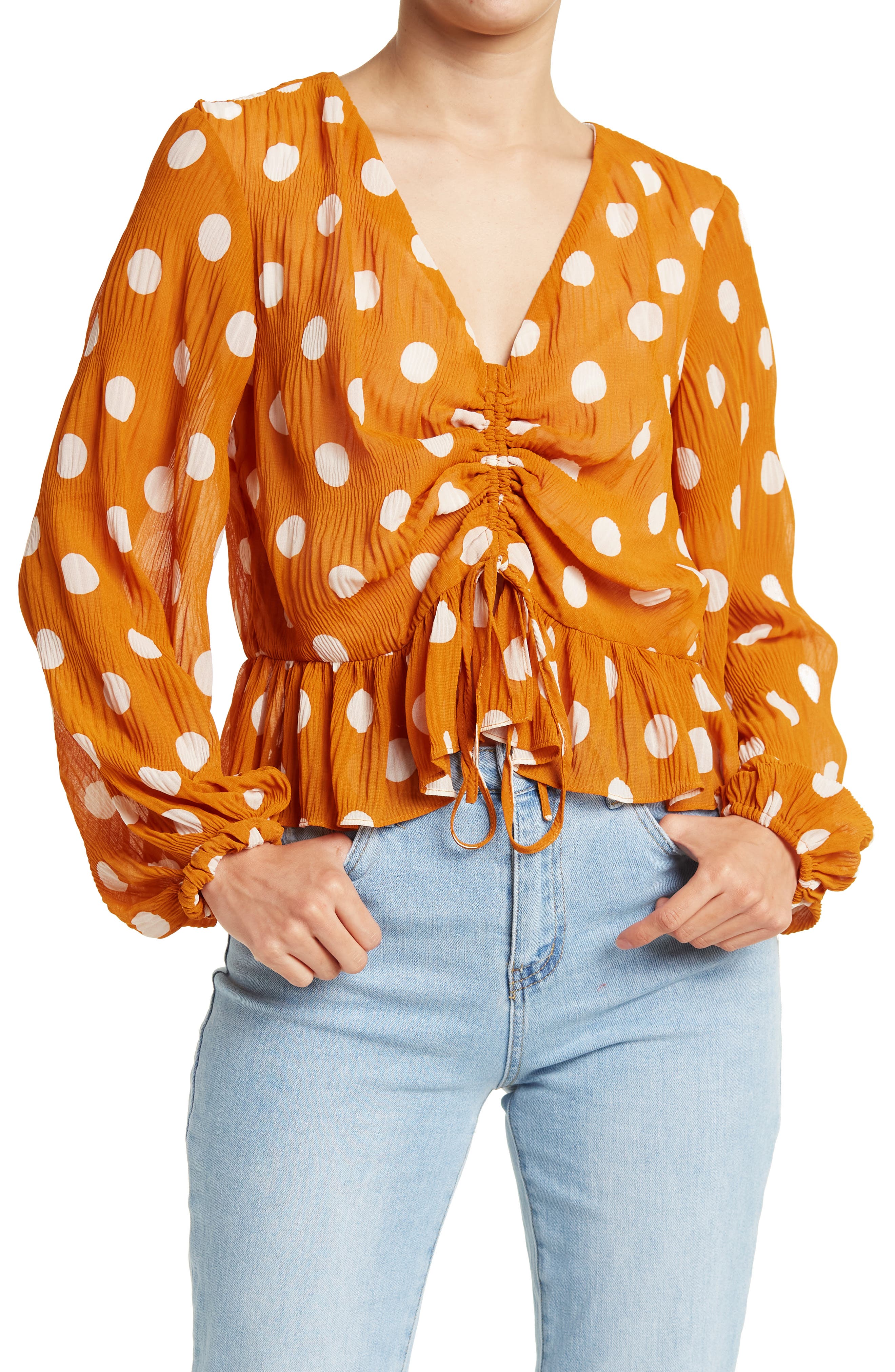 English Factory Polka Dot Print Blouson Top | Nordstromrack