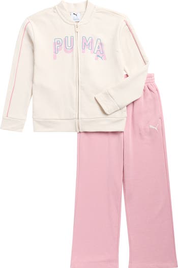 PUMA Kids' Fleece Jacket & Wide Leg Sweatpants Set | Nordstromrack