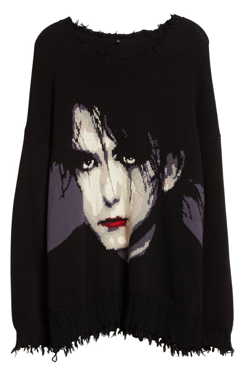 R13 Robert Smith Intarsia Distressed Oversize Cotton Sweater | Nordstrom