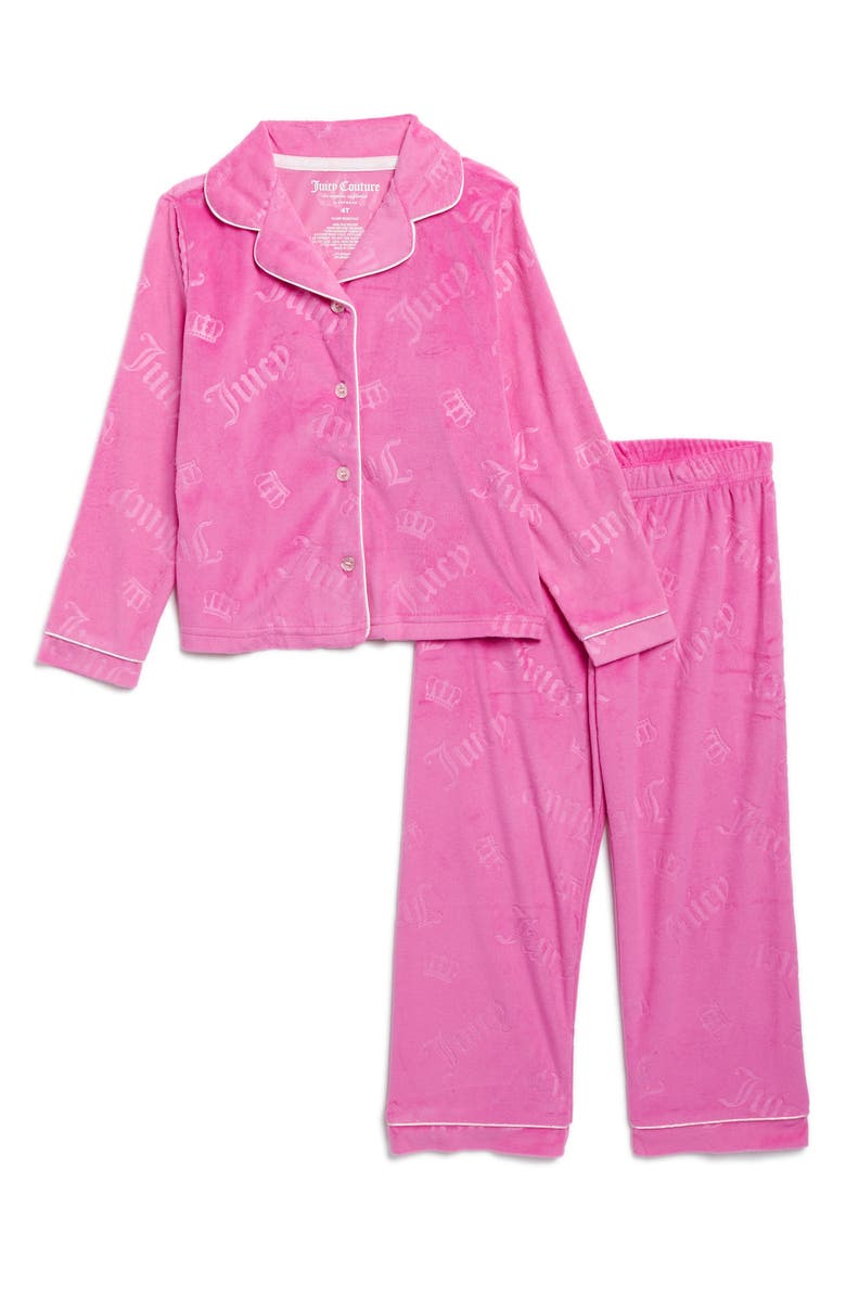 Juicy Couture Kids' Two-Piece Notched Collar Velour Pajamas | Nordstromrack