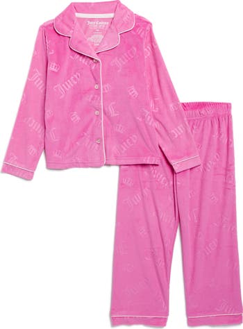 Juicy Couture Kids' Two-Piece Notched Collar Velour Pajamas | Nordstromrack