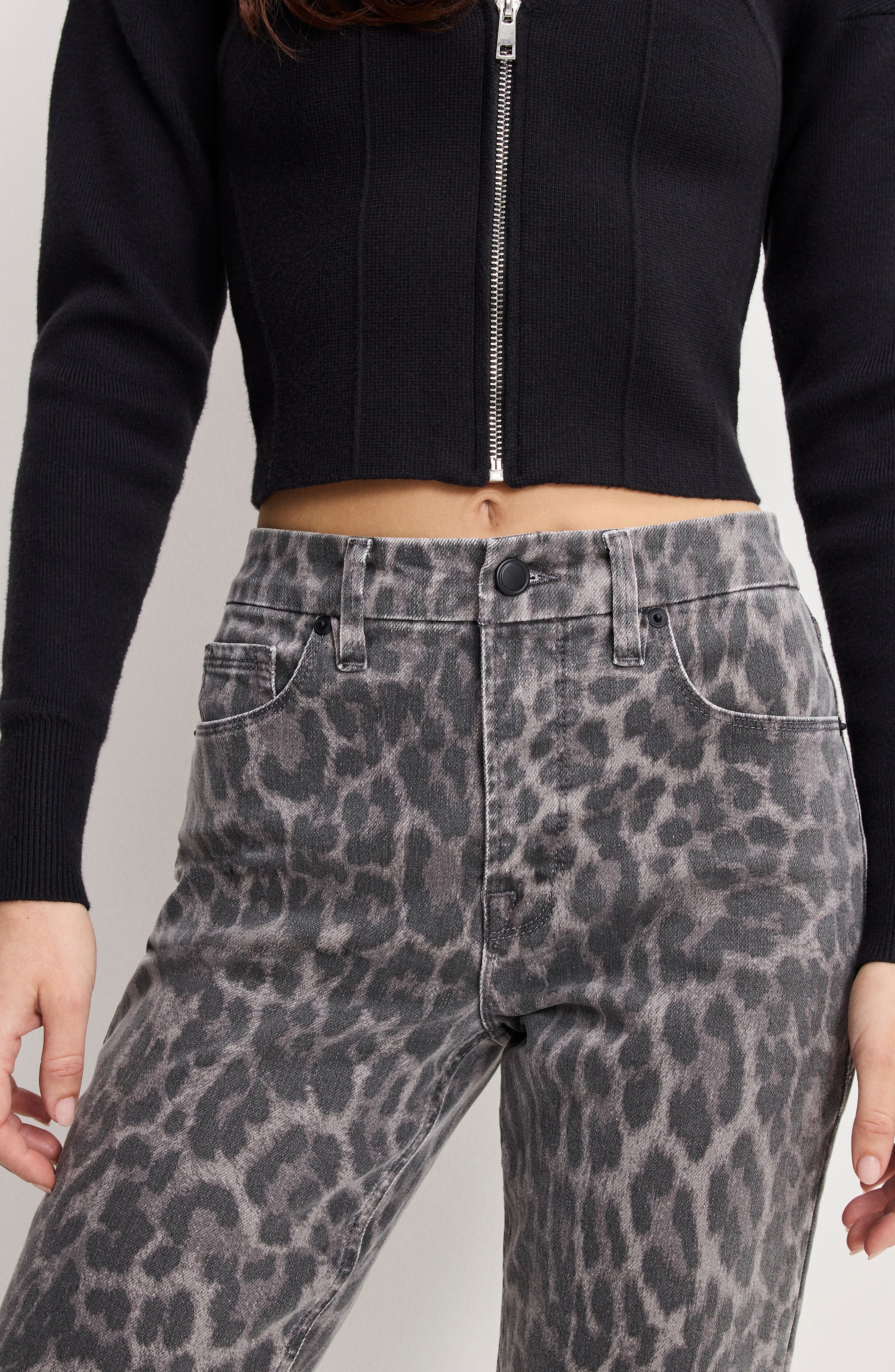 Good American Good Icon Leopard Print Straight Leg Jeans | Nordstrom