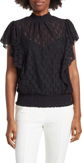 CeCe Lace Mock Neck Blouse | Nordstromrack
