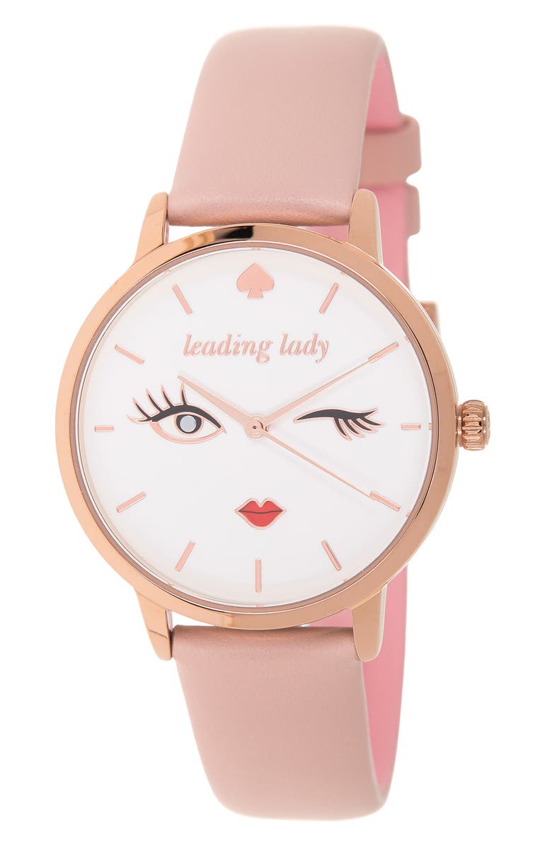 Kate Spade New York women's metro wink leather strap watch, 34mm ...