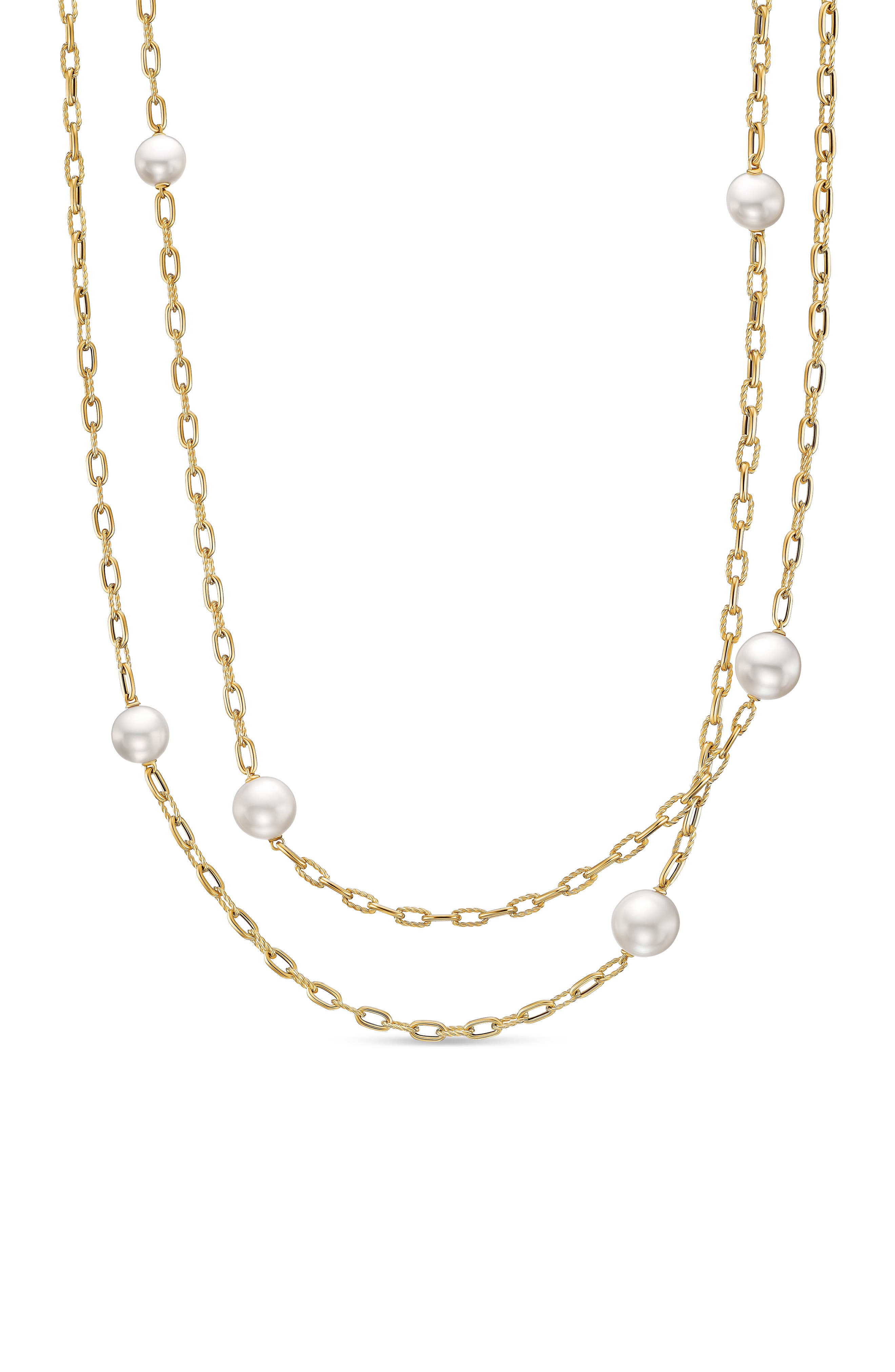 David Yurman DY Madison® Necklace in 18K Yellow Gold with Pearls, 6.2mm ...