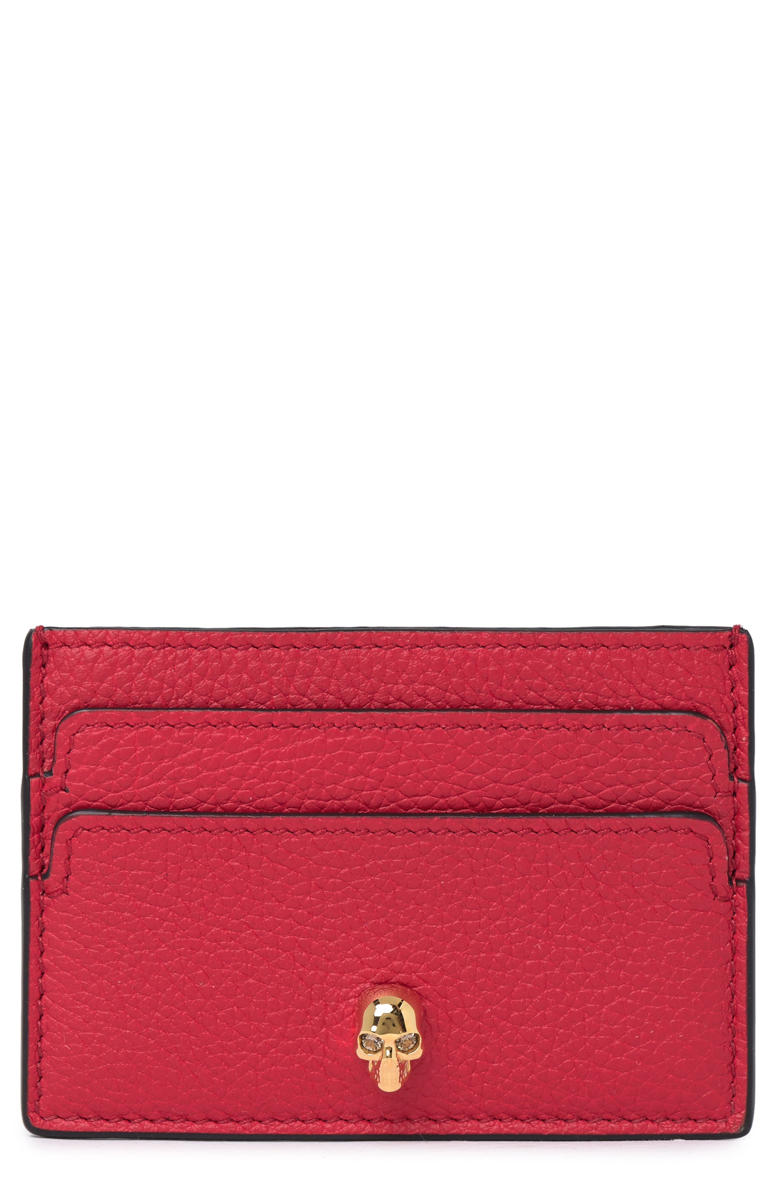 Alexander McQueen Skull Pebbled Leather Card Holder (Women) | Nordstromrack