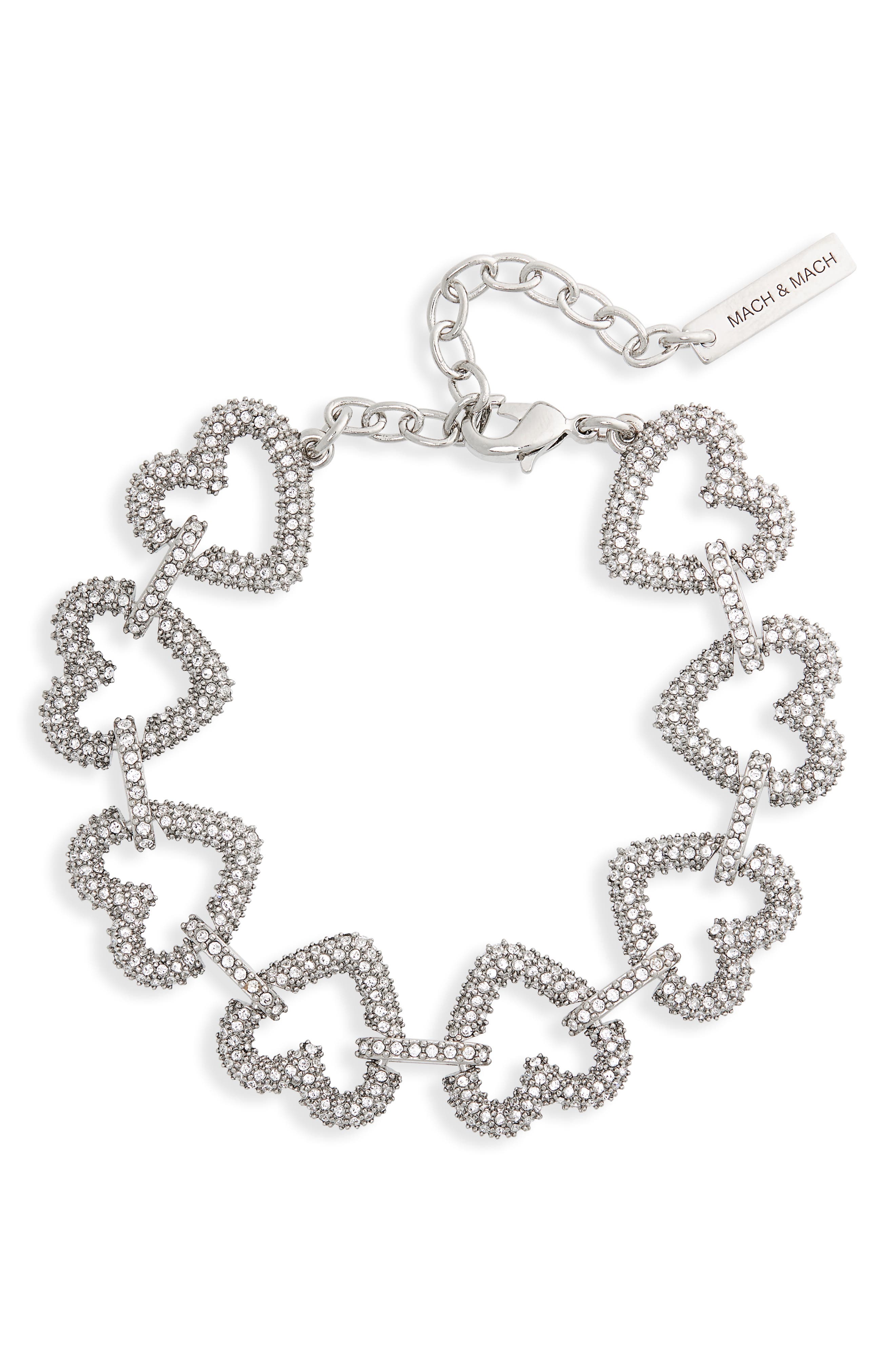 Mach & Mach Crystal Heart Link Bracelet | Nordstrom