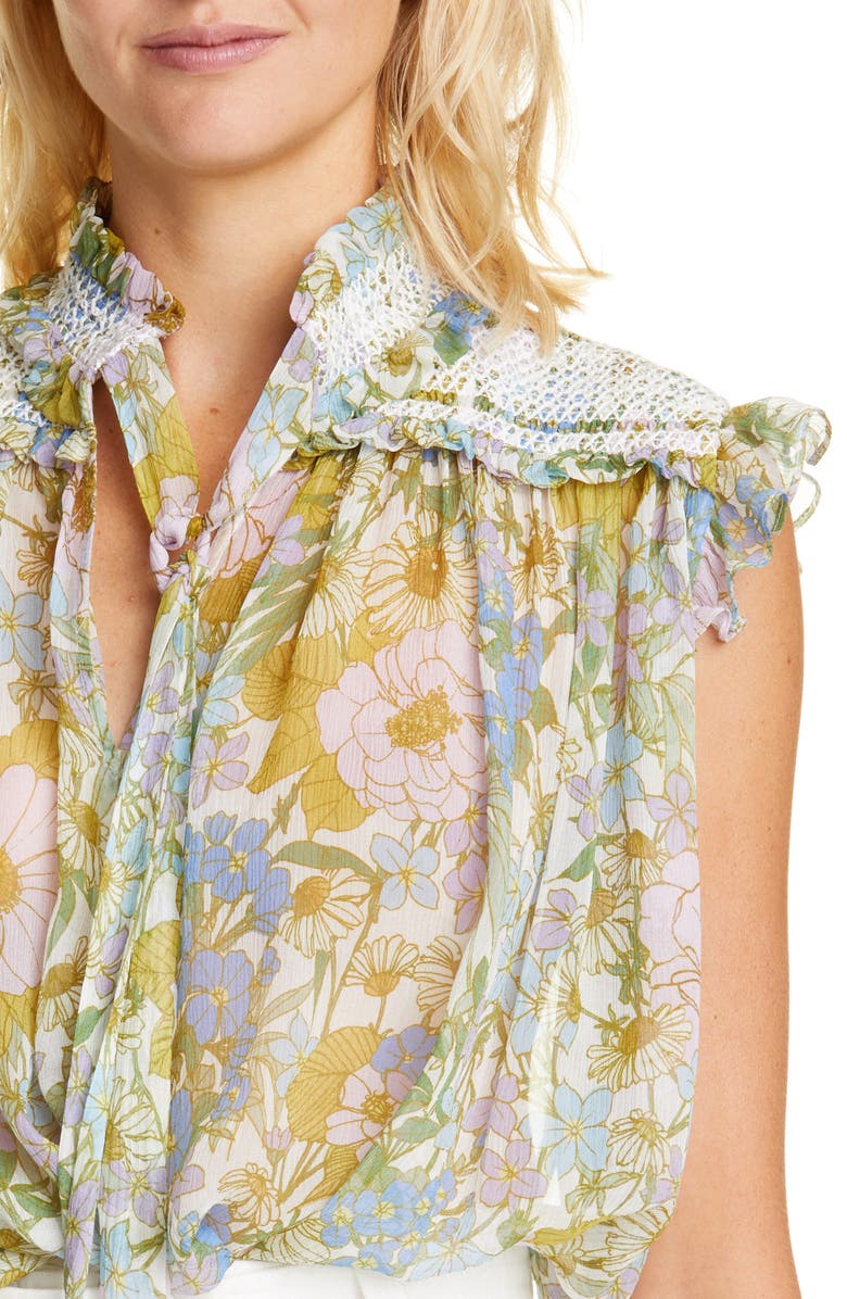 Zimmermann Super Eight Tie Neck Floral Print Silk Tank | Nordstrom
