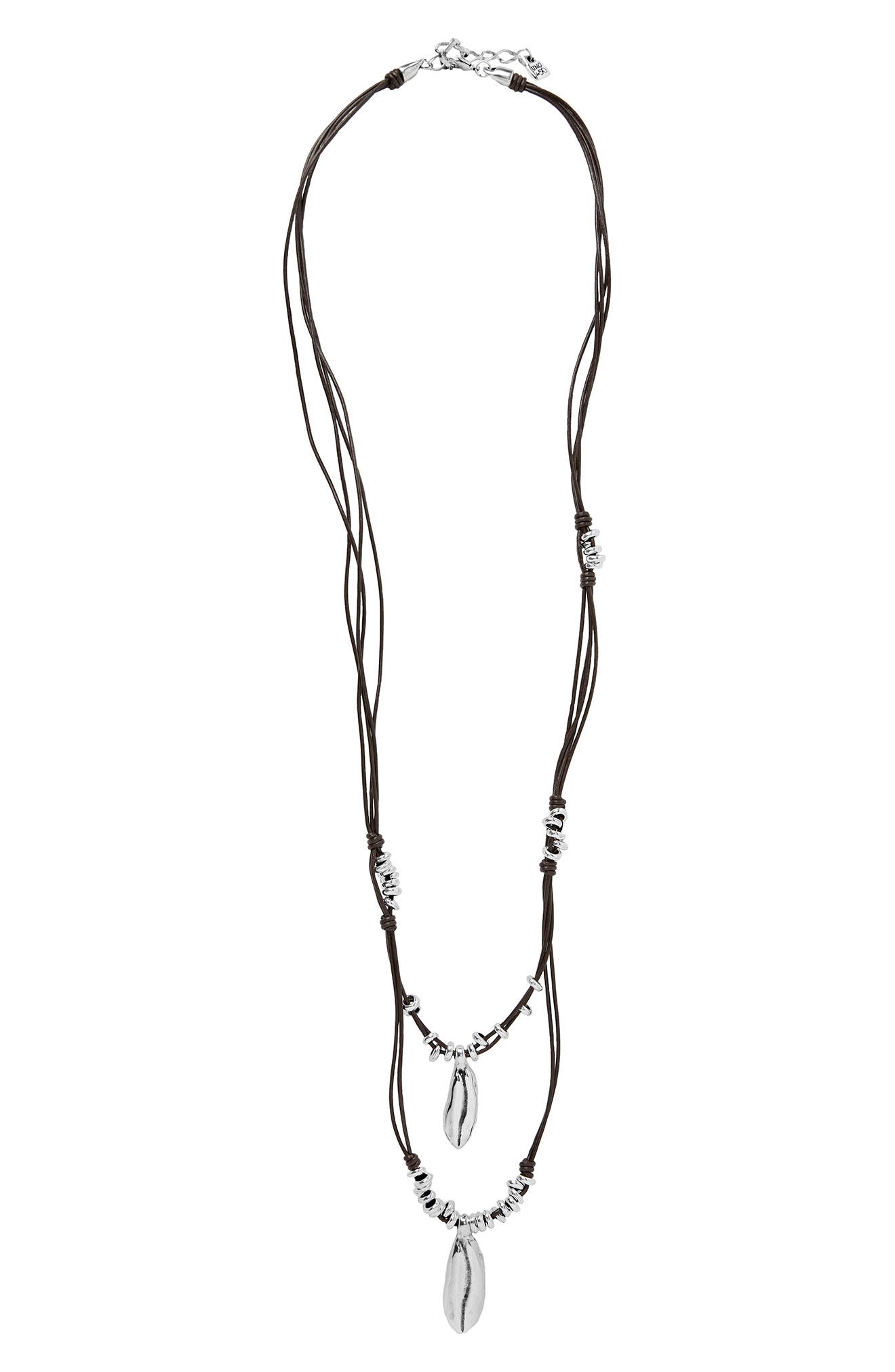 UNODE50 Straight To The Point Silver Plated Charm Leather Cord Layered ...